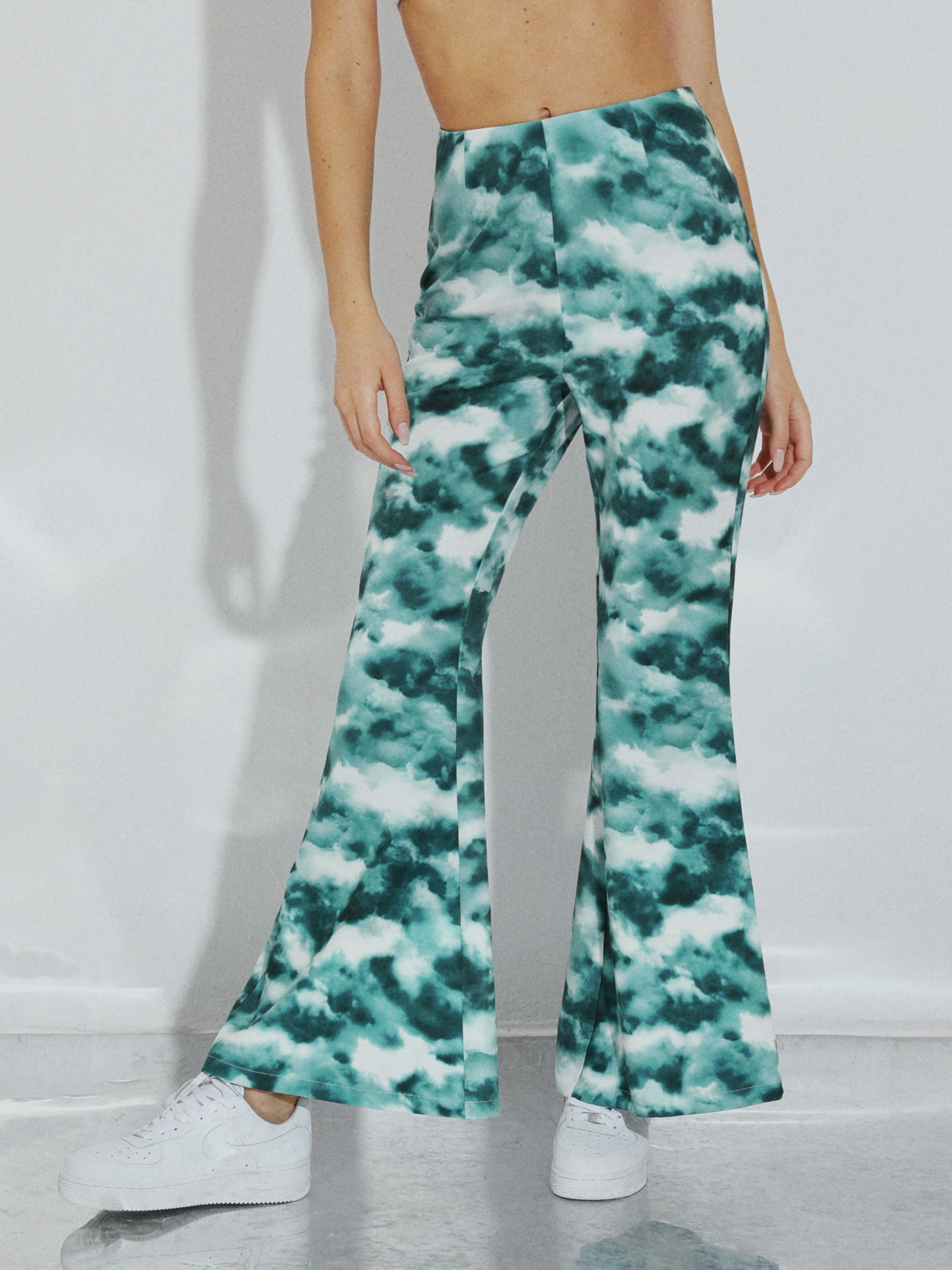 Green Cloud Wide Leg Flares