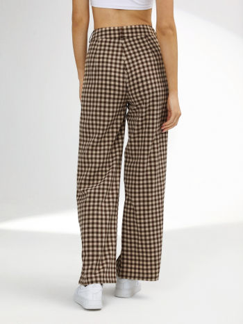 Brown Check Home Long Pants - Cider