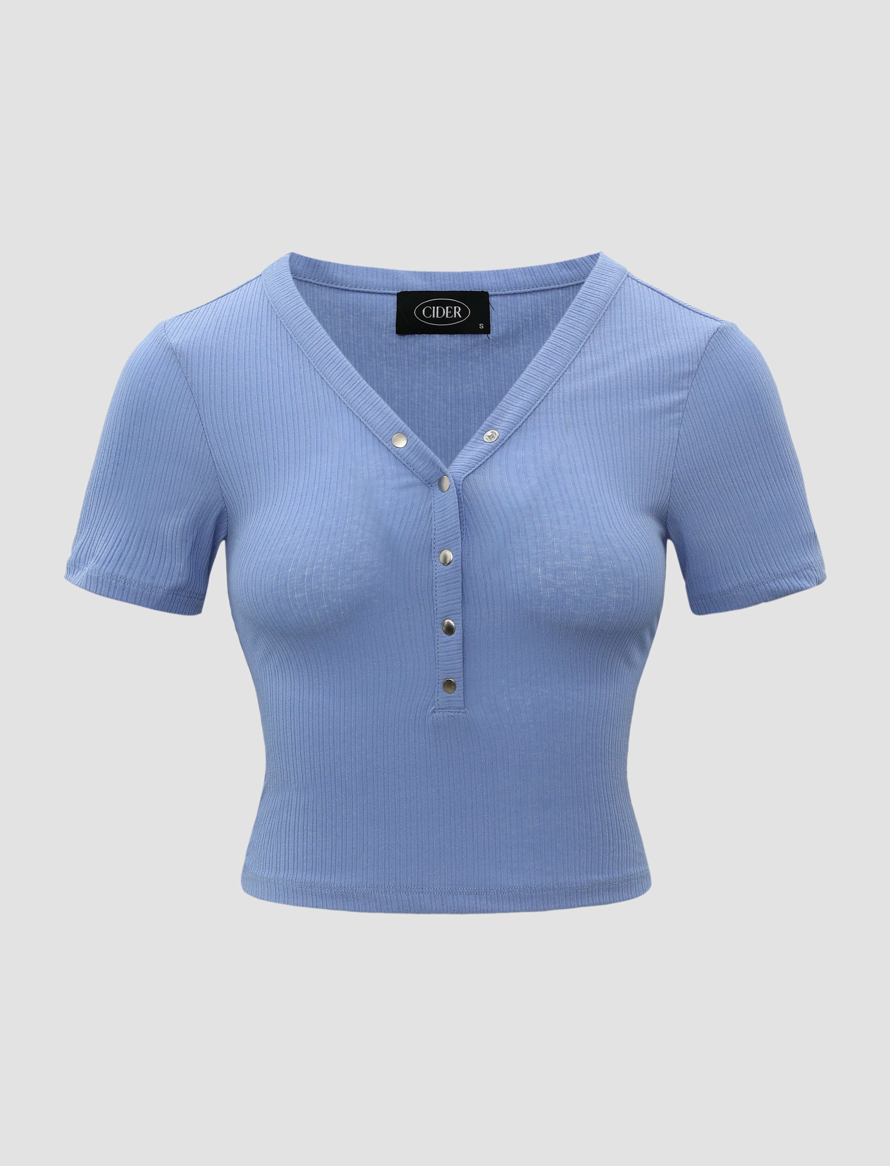 Button Up Rib Crop Top - Cider