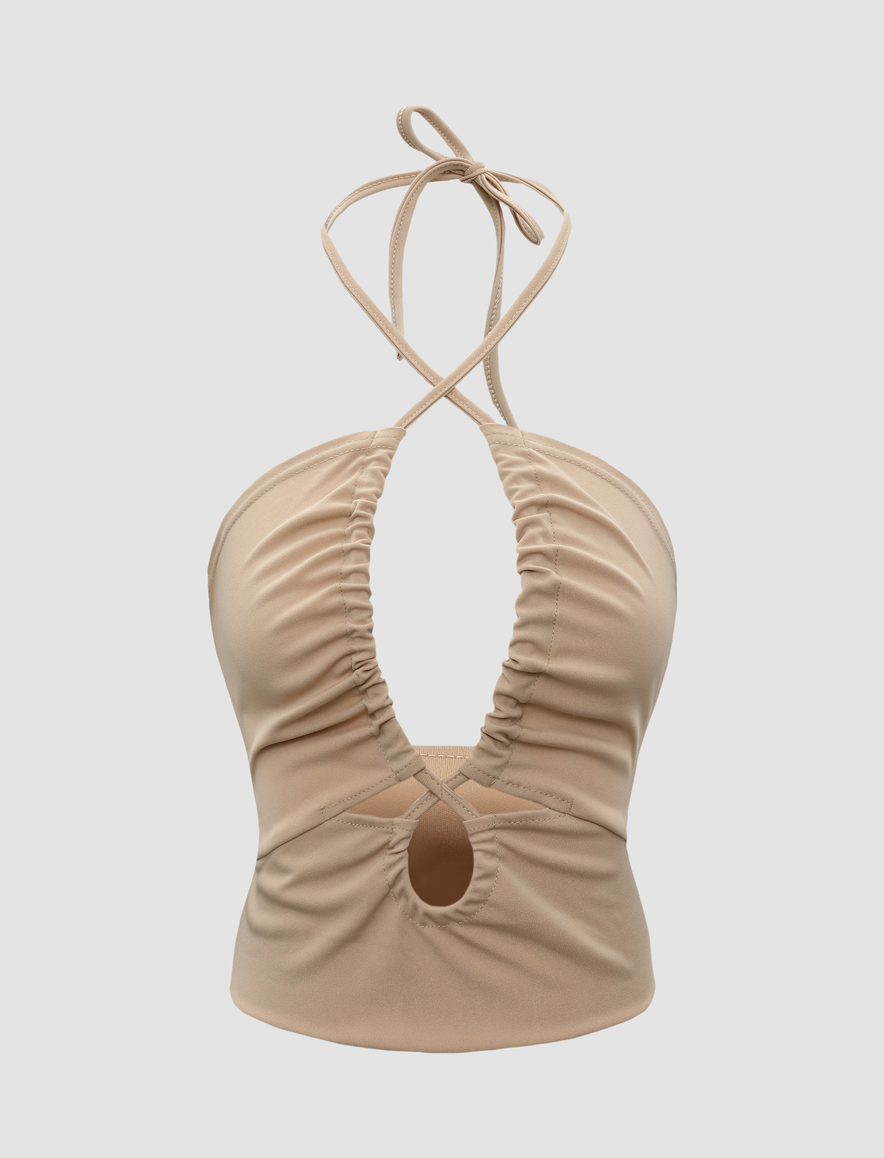 Ruched Cut Out Halter - Cider