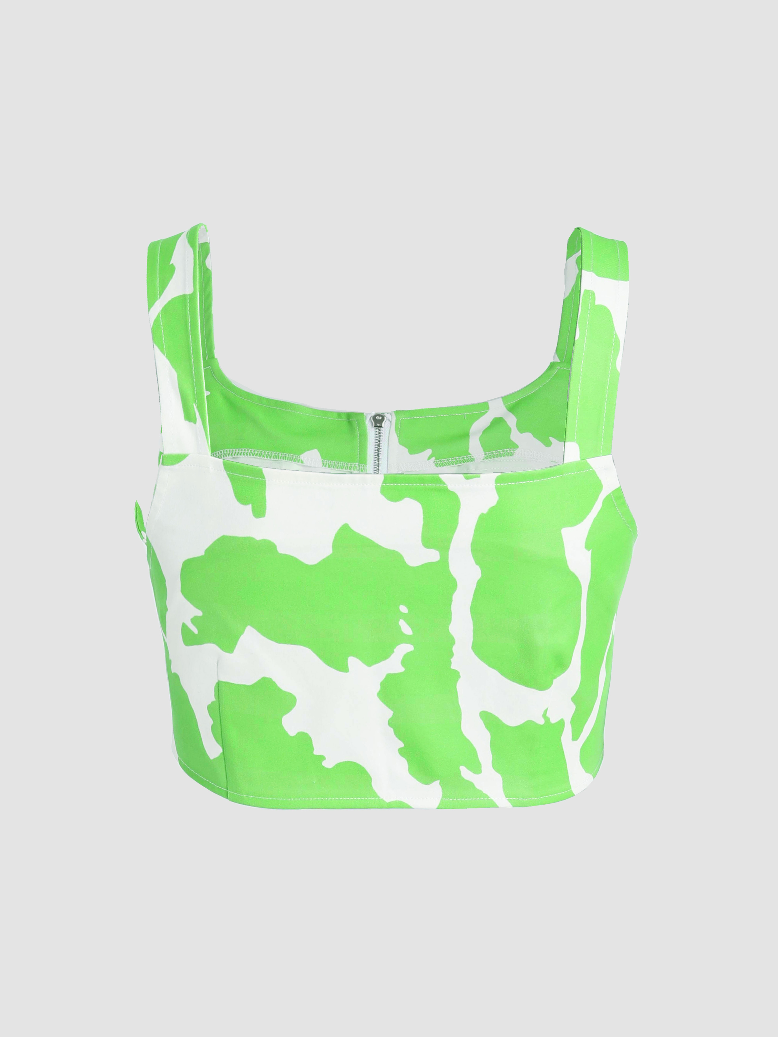 Cow Print Zipped Tank Top