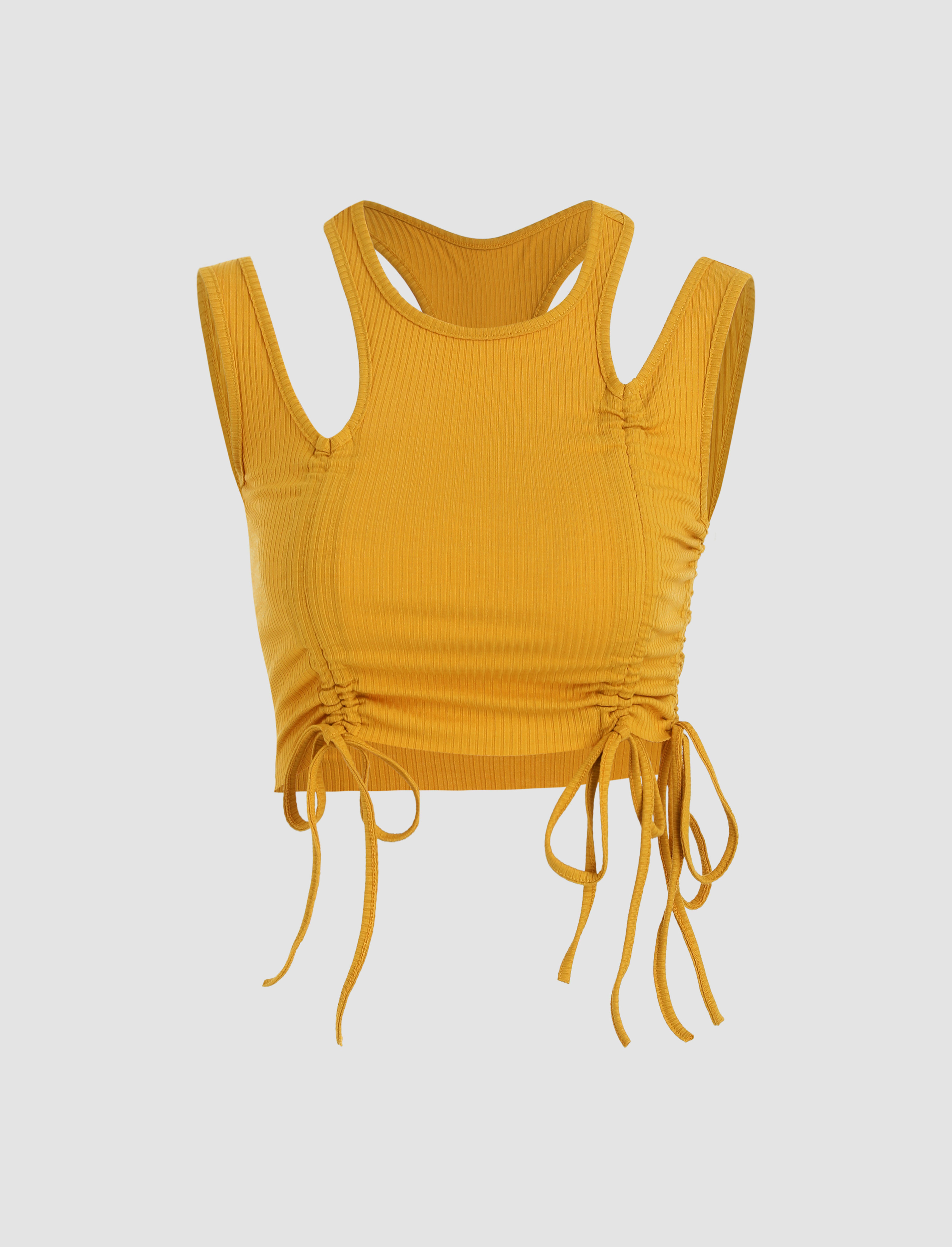 Ruched Cut Out Tank Top - Cider