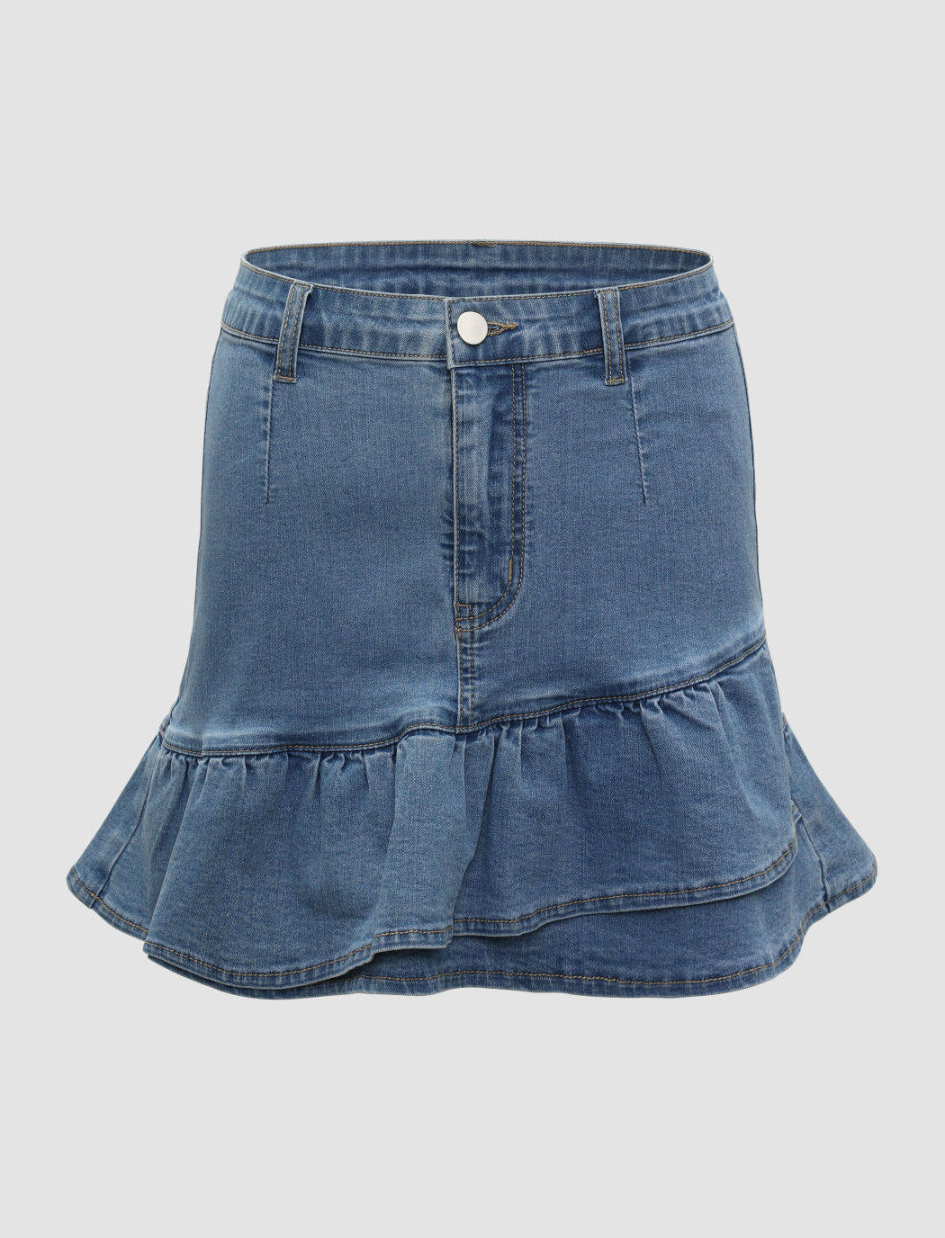Denim Skirts Ruffle Denim Mini Skirt