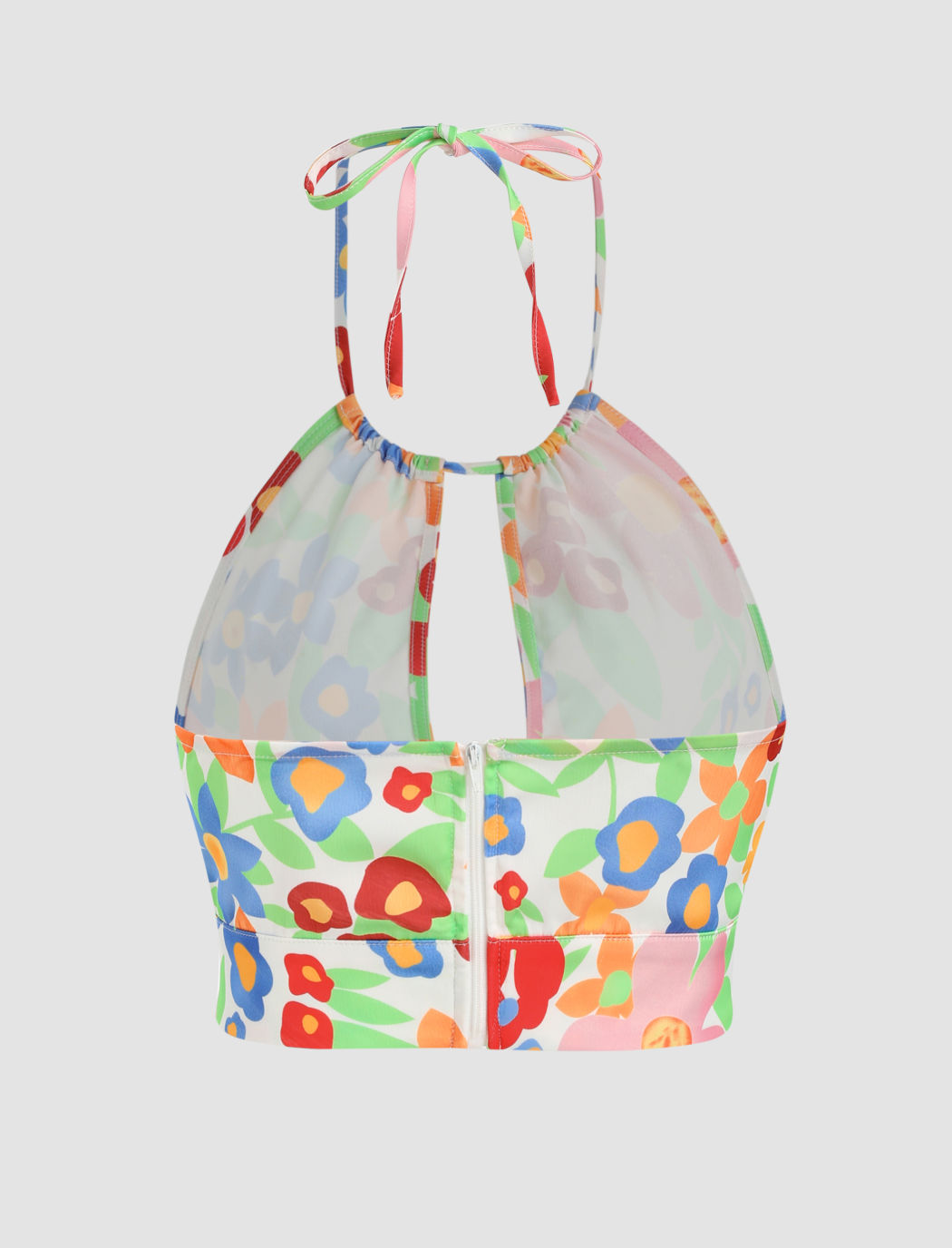 Floral Cut Out Halter Top - Cider