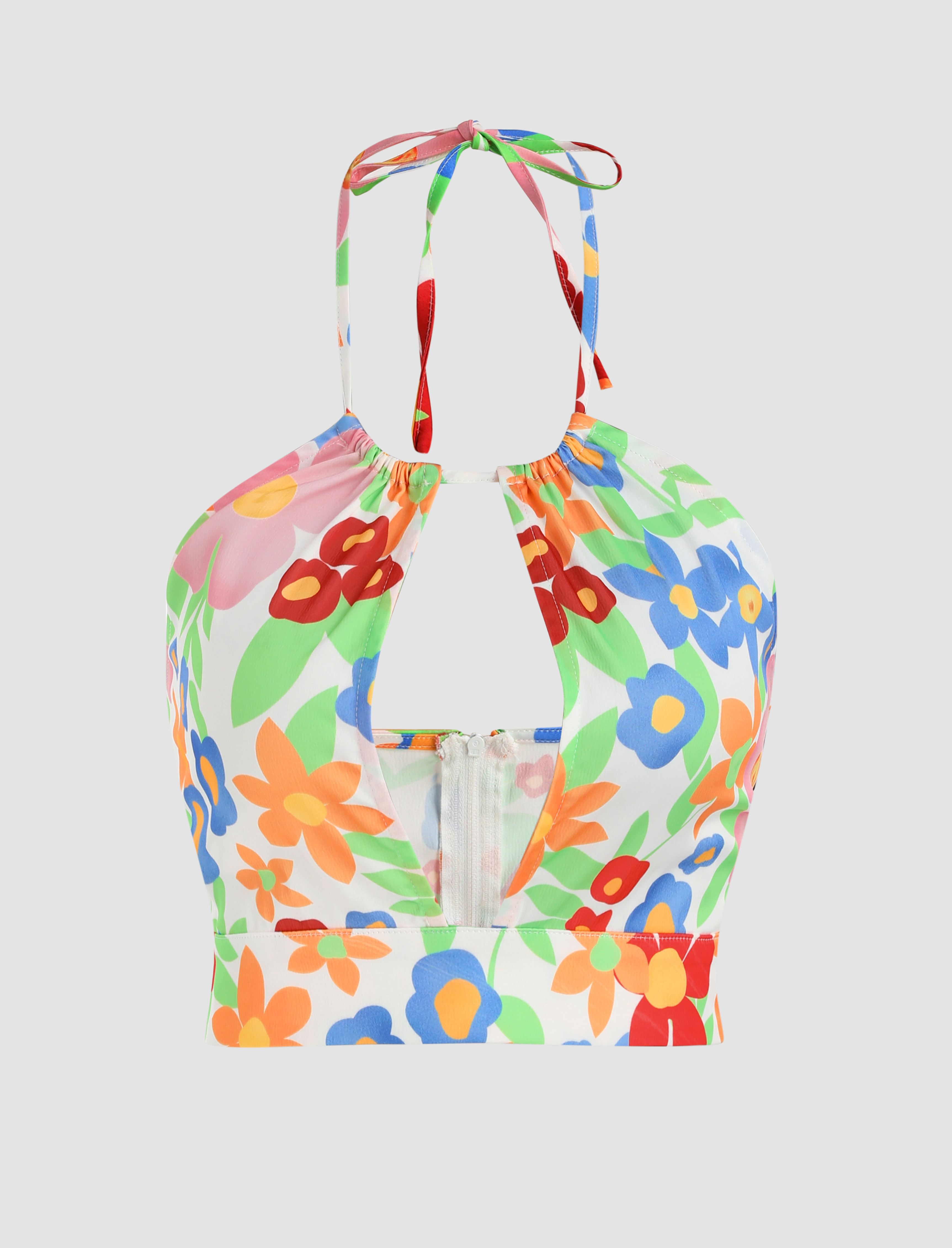 Floral Cut Out Halter Top