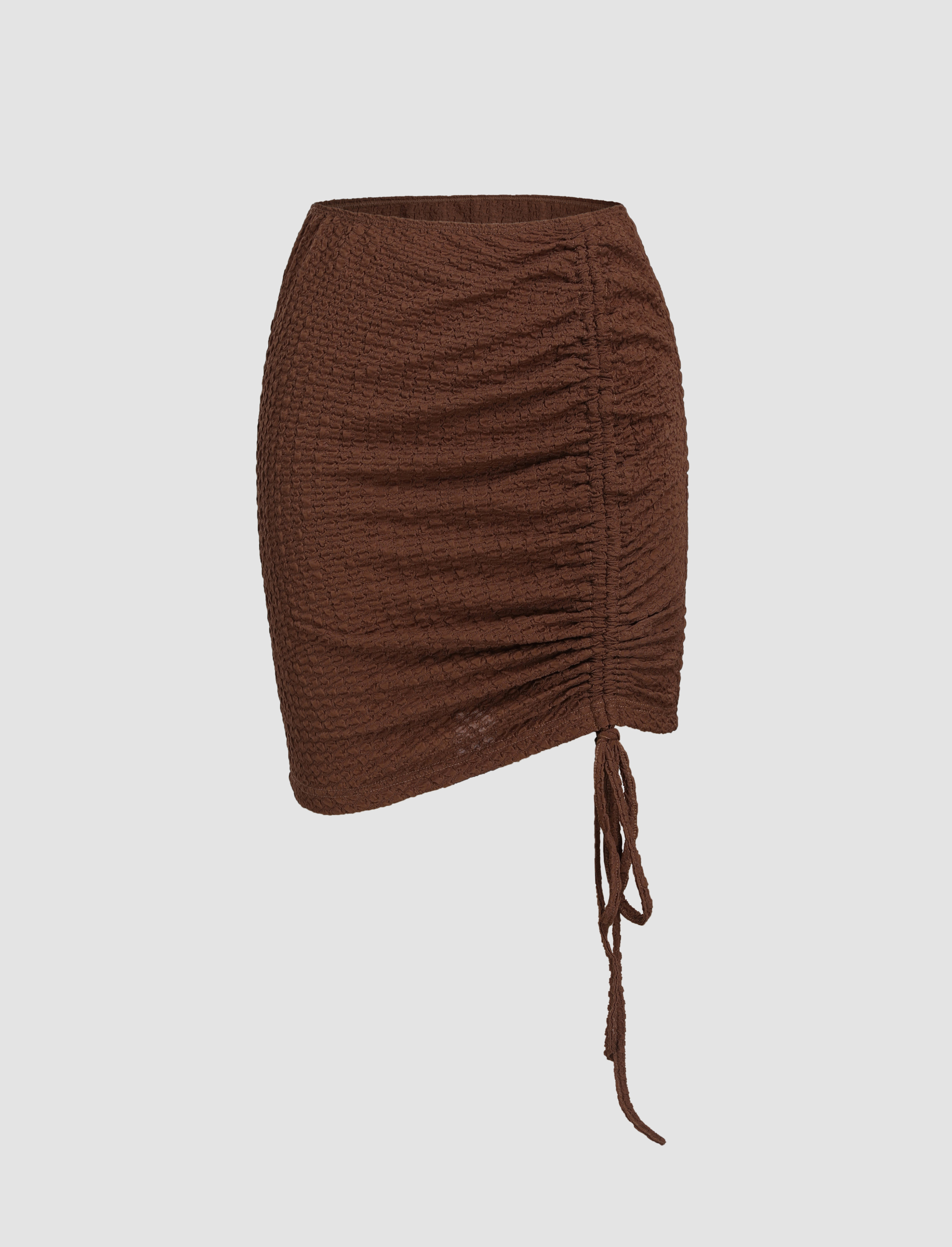 Ruched Bodycon Mini Skirt - Cider
