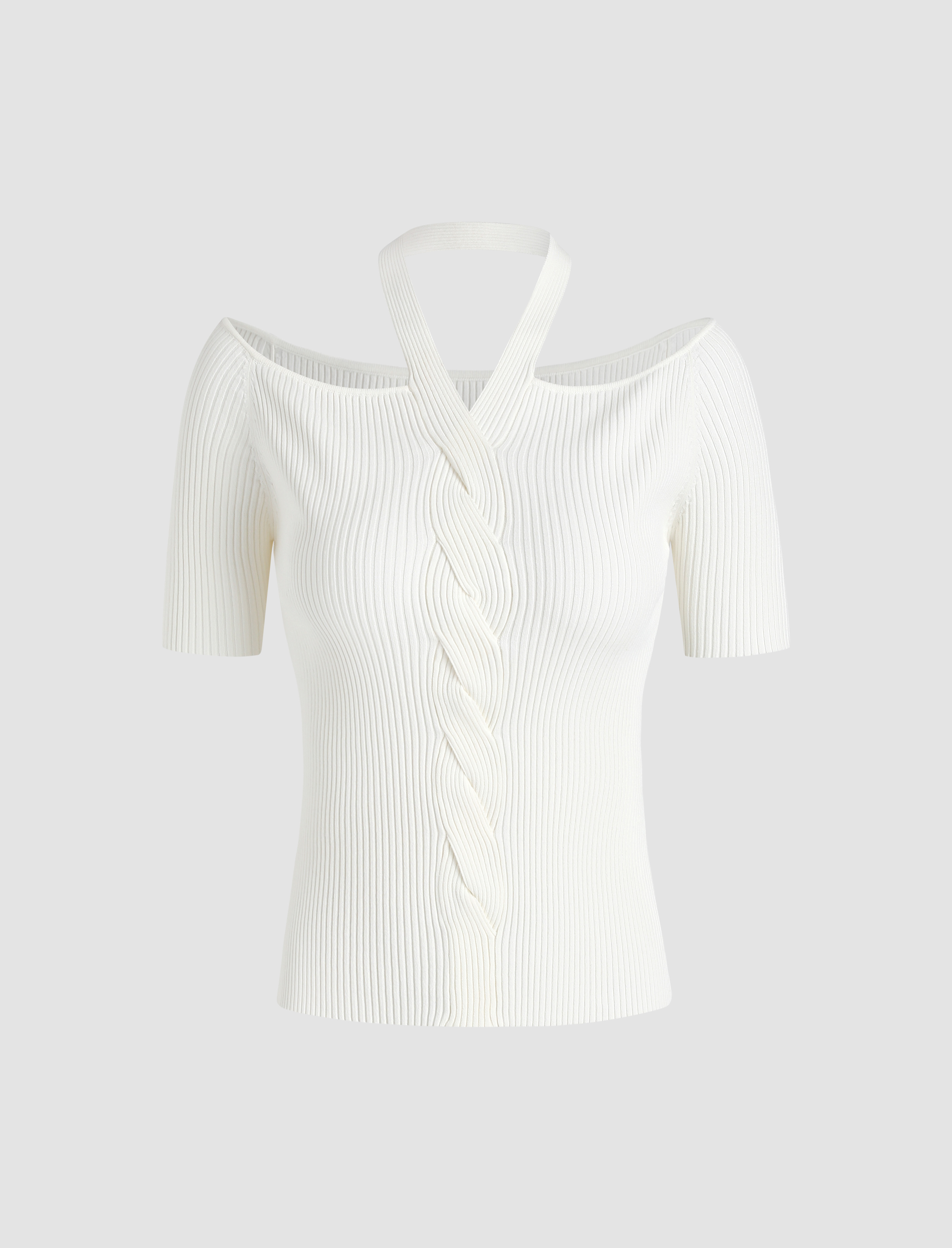 Solid Halter Knitted Top Cider