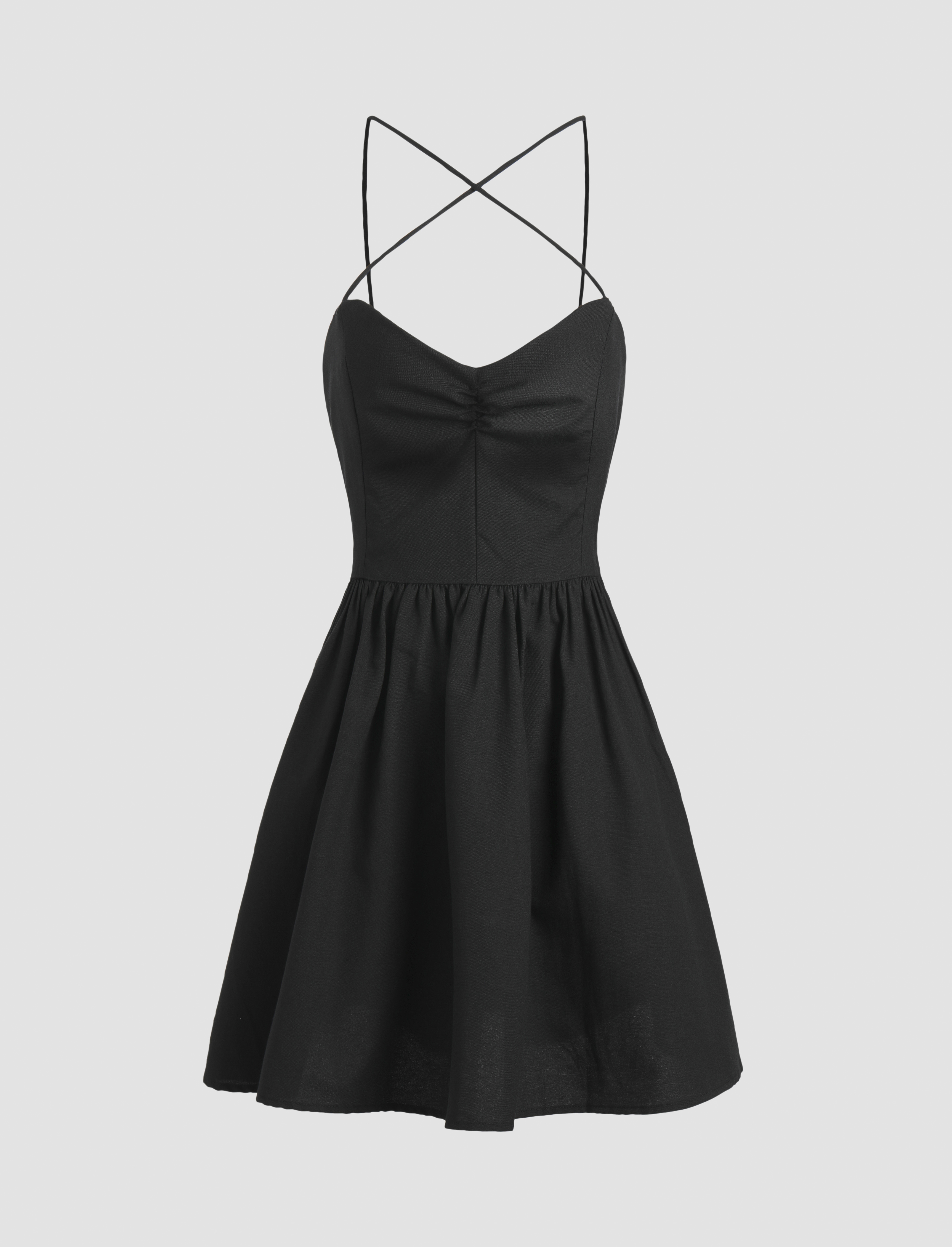 Solid Lace Up Back Mini Dress