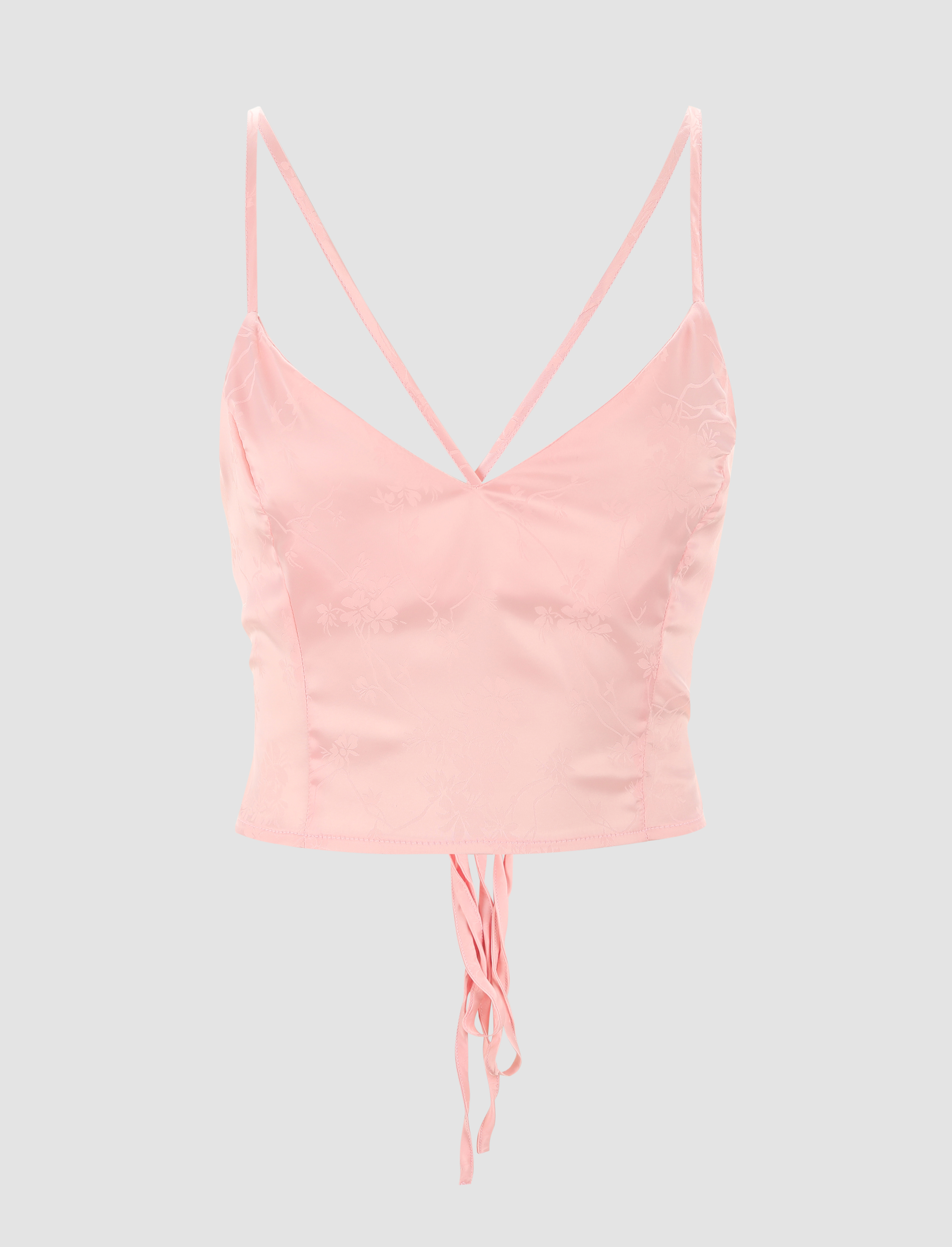 Pink Satin Lace Up Top - Cider