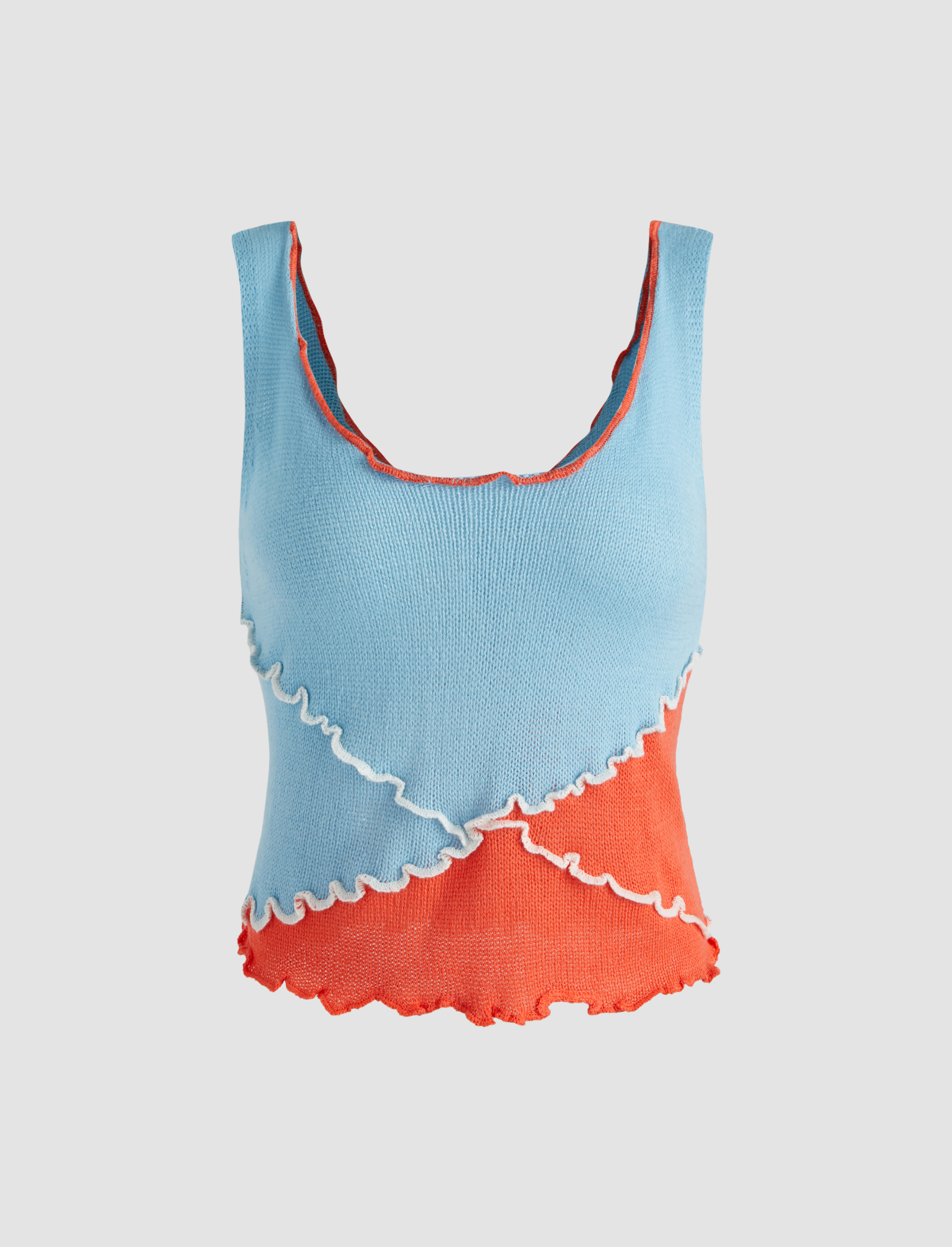 Blue Stitching Knitted Tank Top - Cider