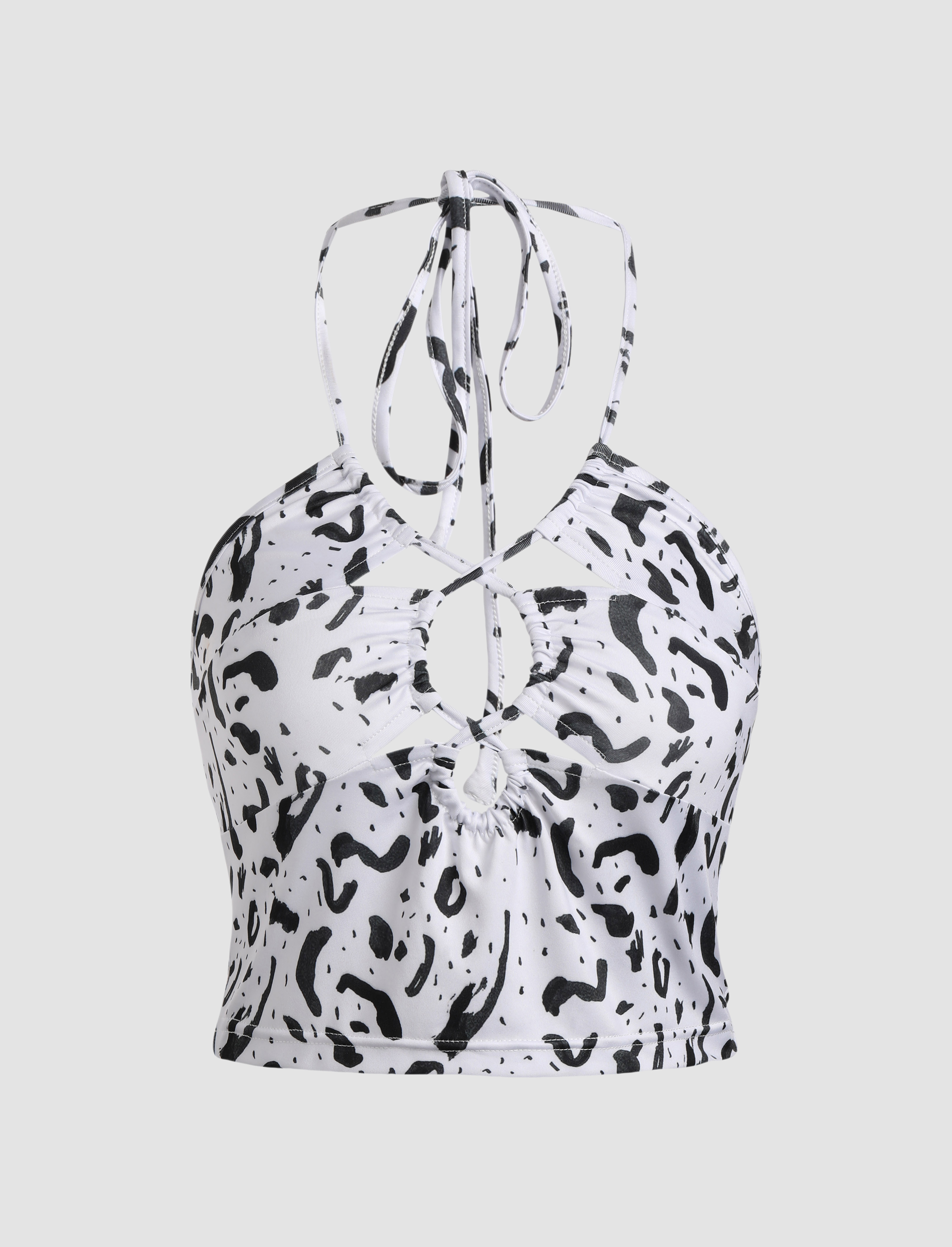 Cow Print Cut Out Halter Top