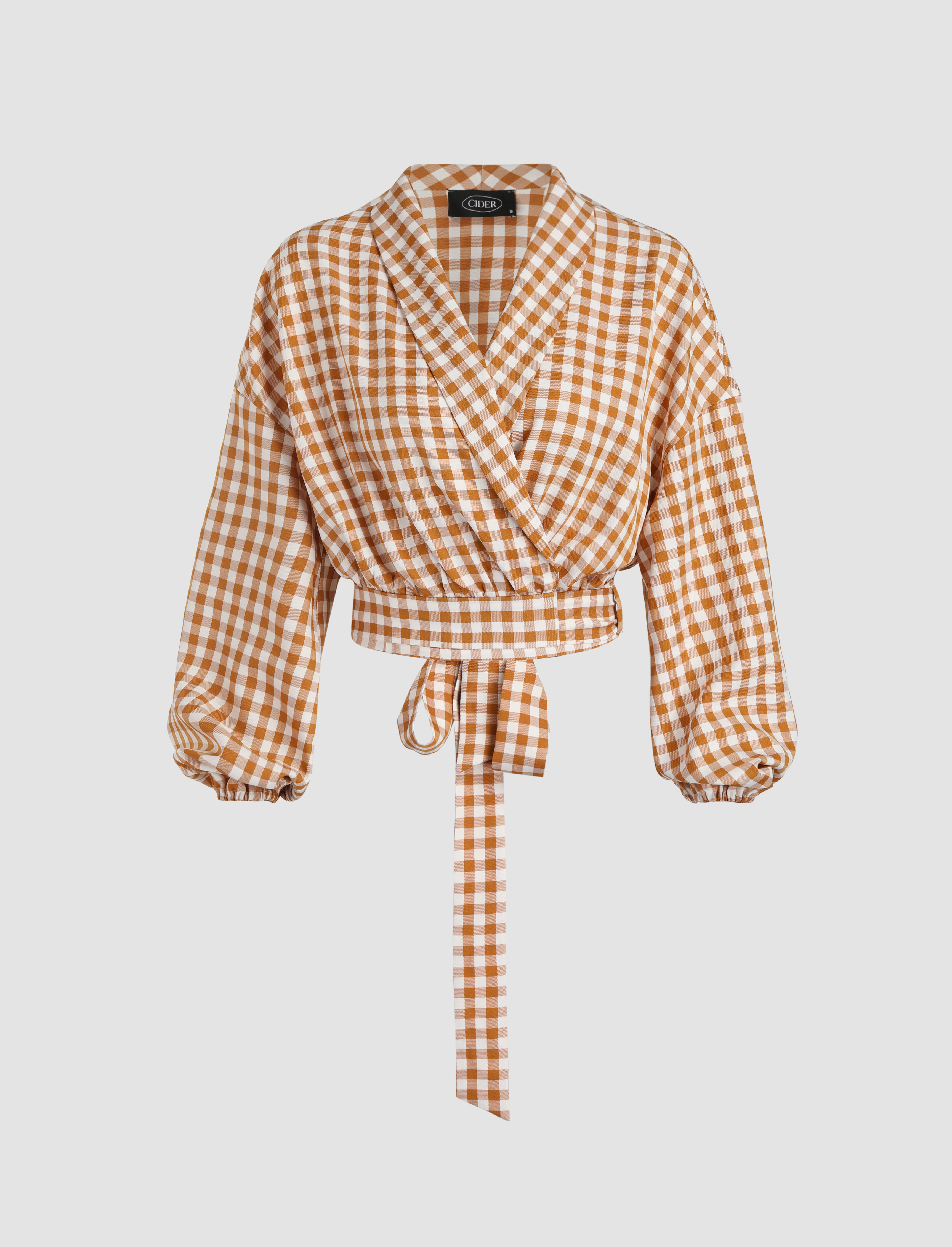 Check Pattern Tie Back Blouse