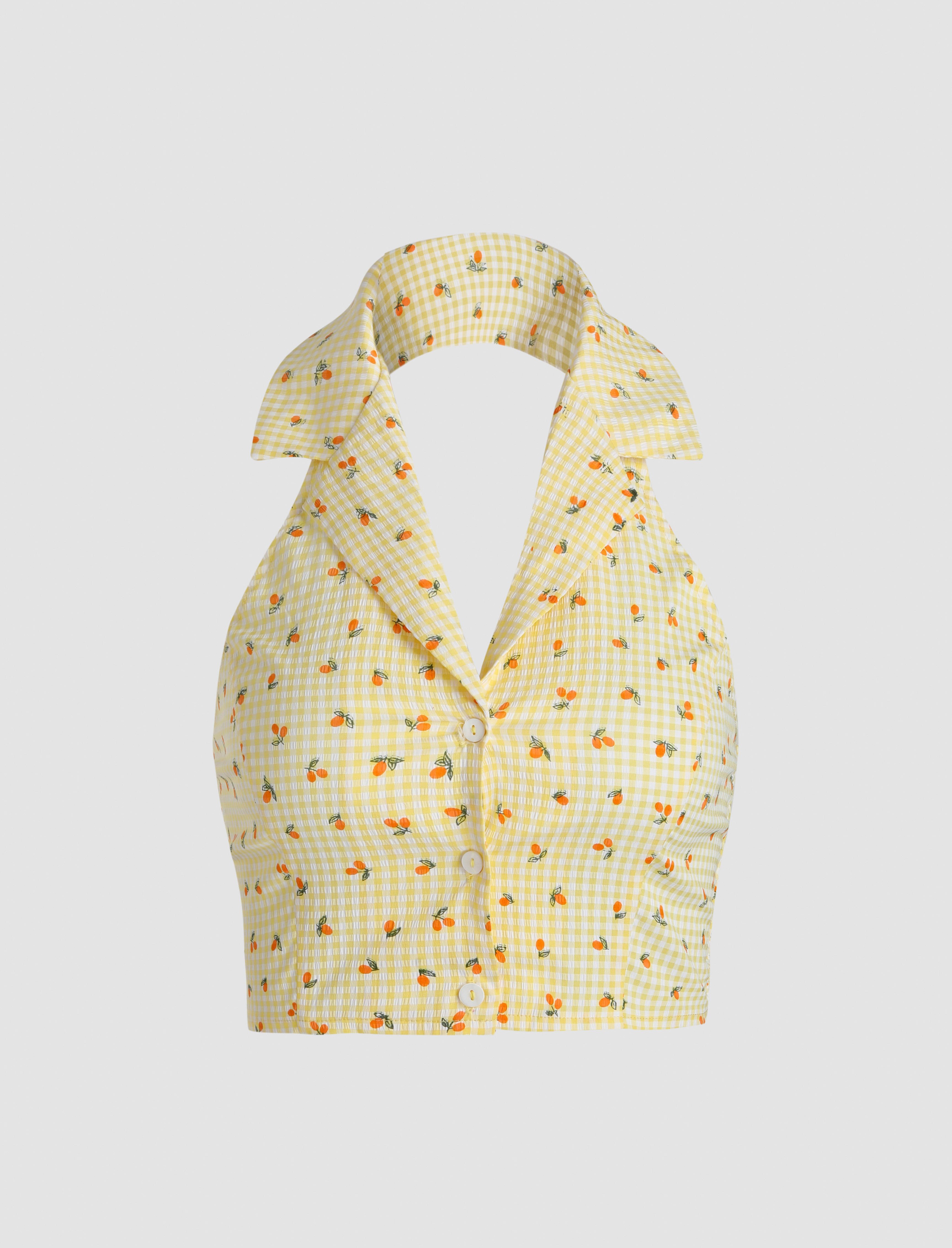 Orange Pattern Halter Top - Cider
