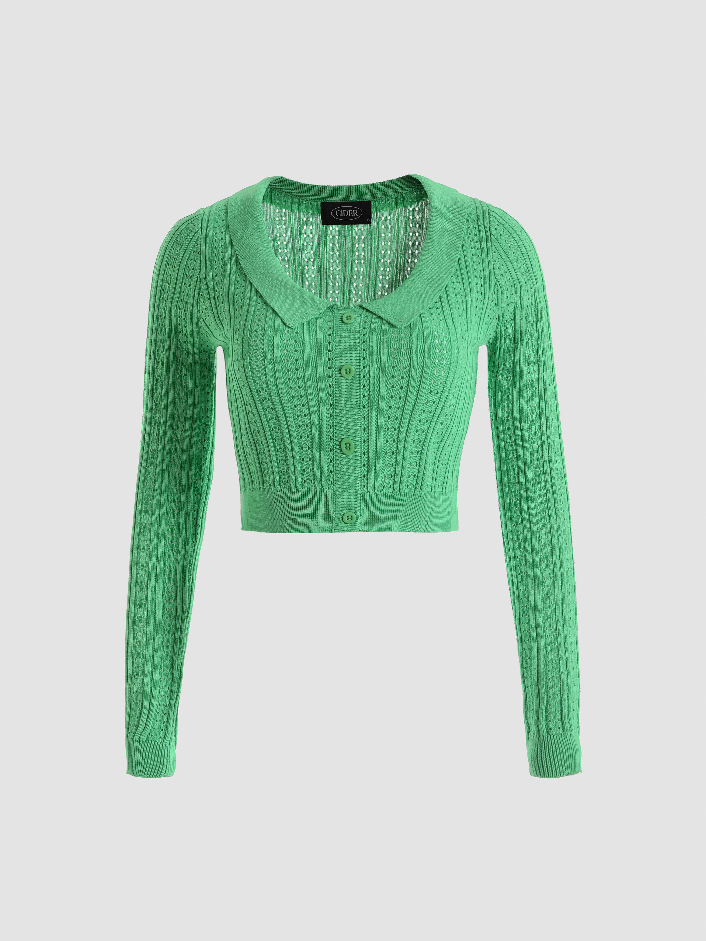 Collar Button Up Knitted Top - Cider
