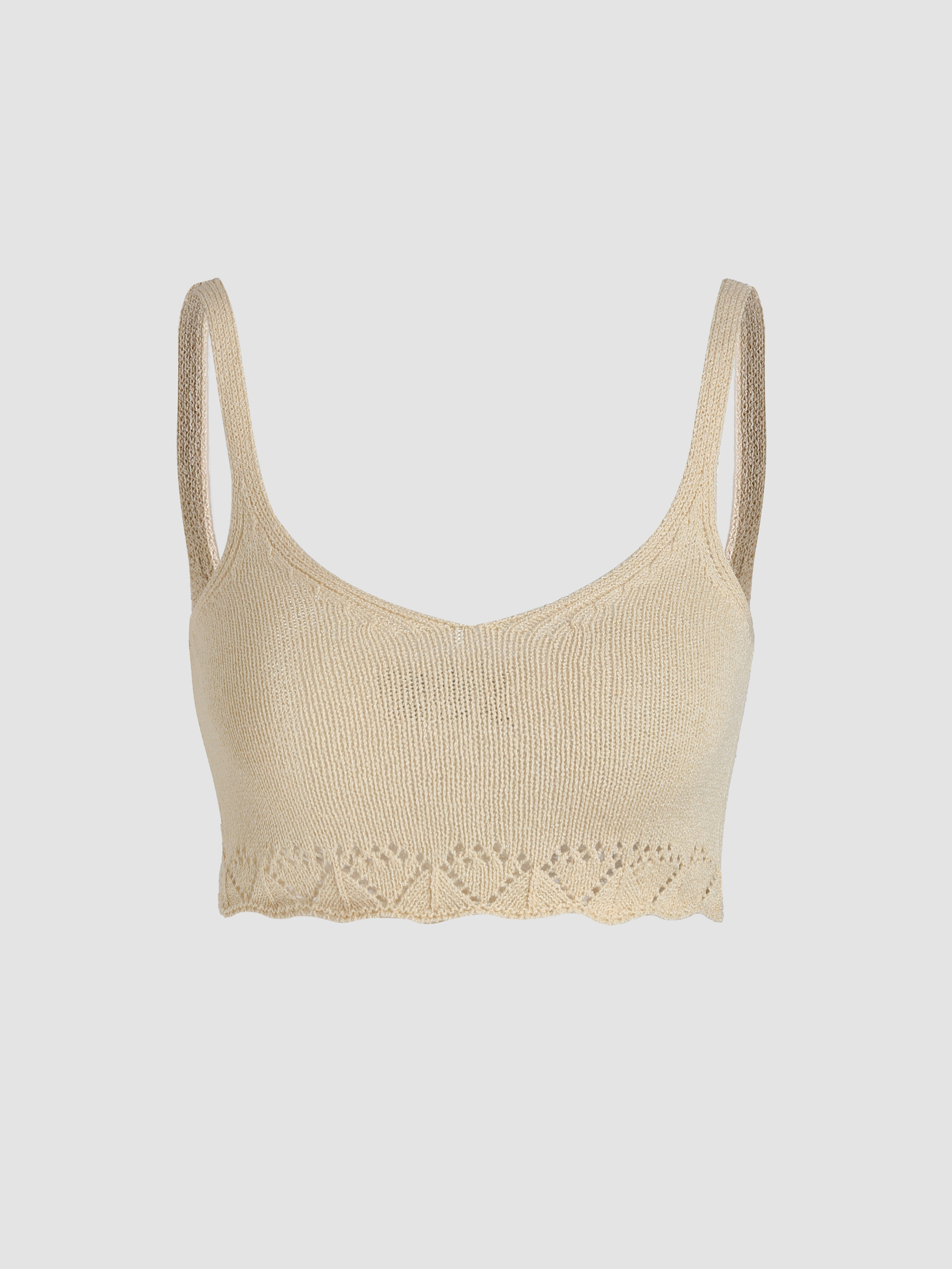 Beige Knitted Crop Top