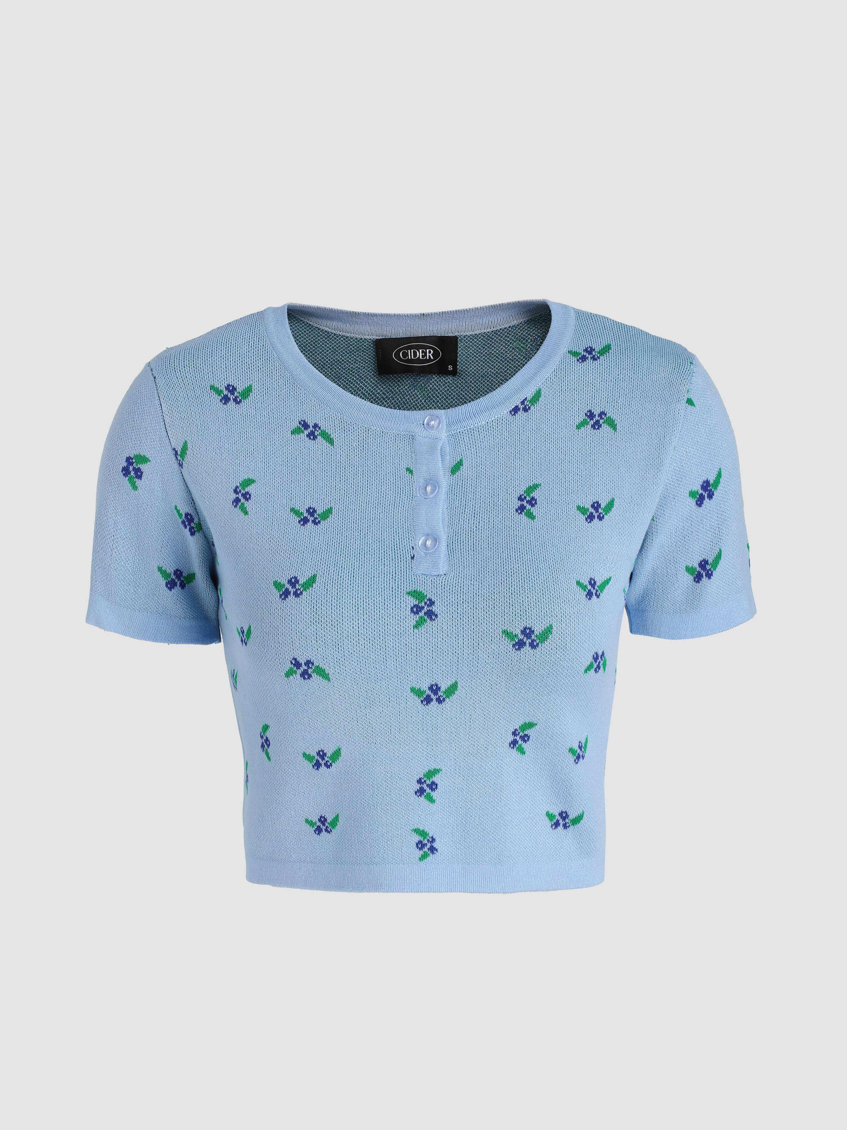 Blueberry Button Up Crop Top - Cider