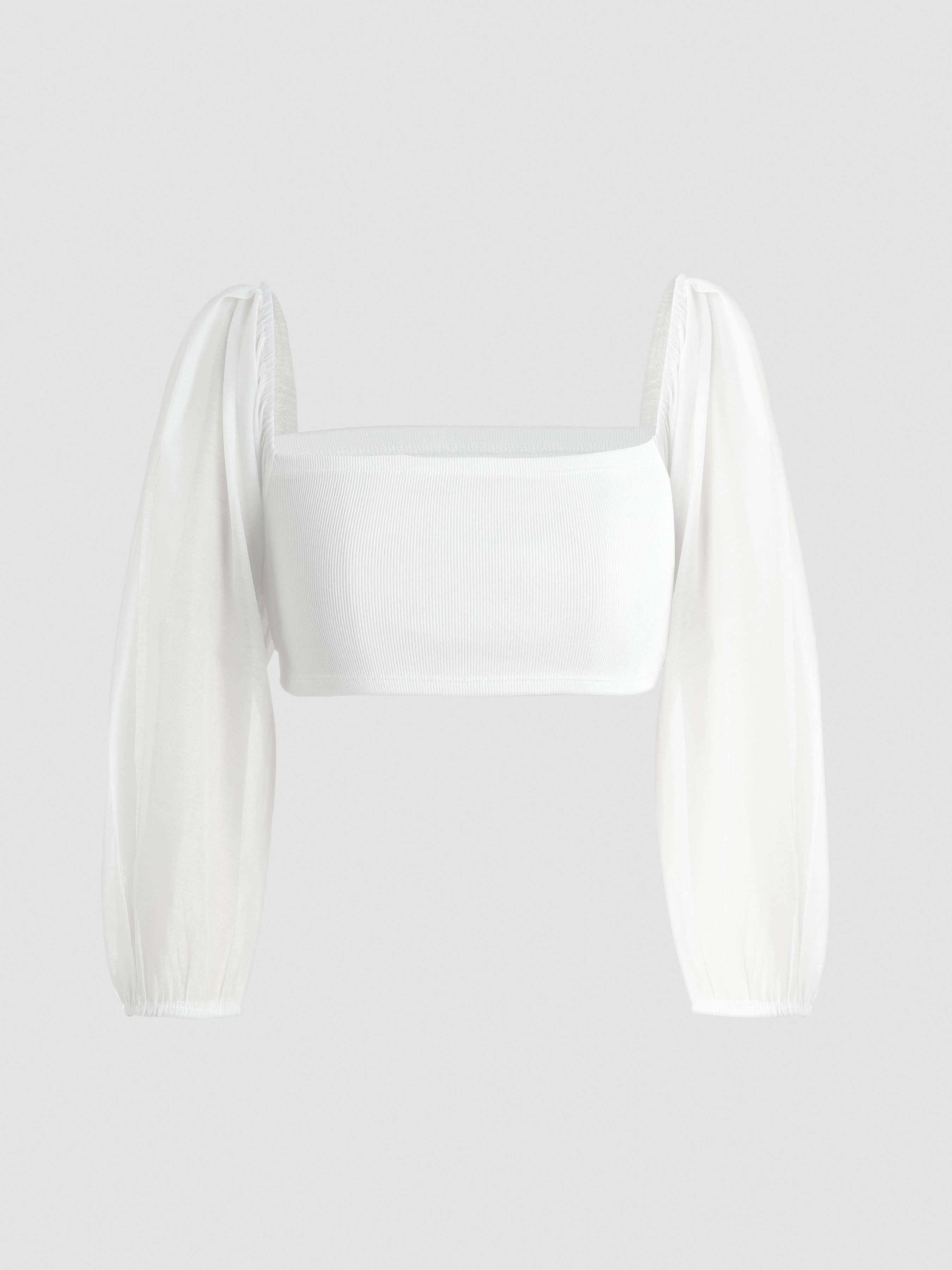 White Knitted Puff Sleeve Top - Cider