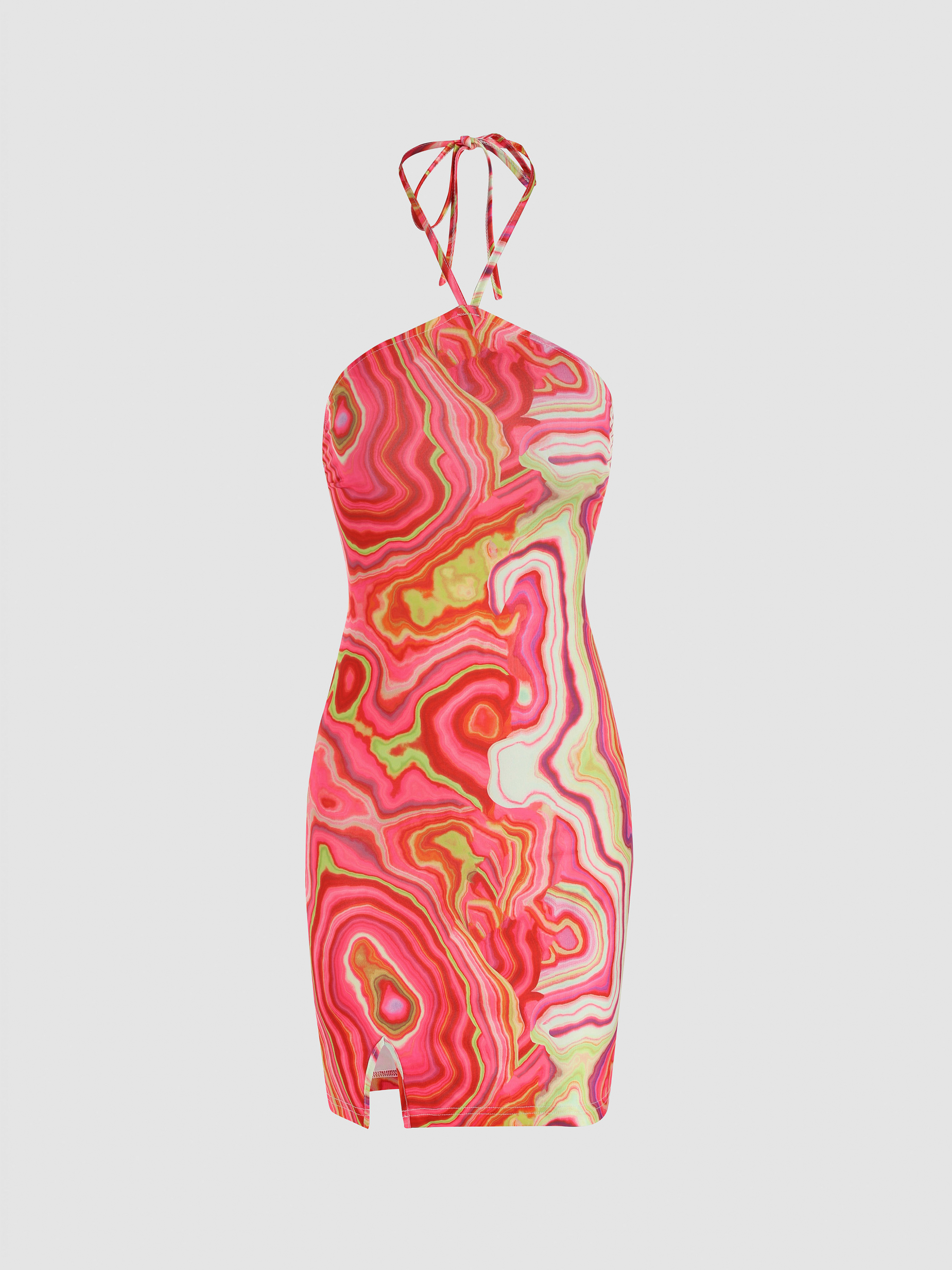 Backless Slit Halter Dress