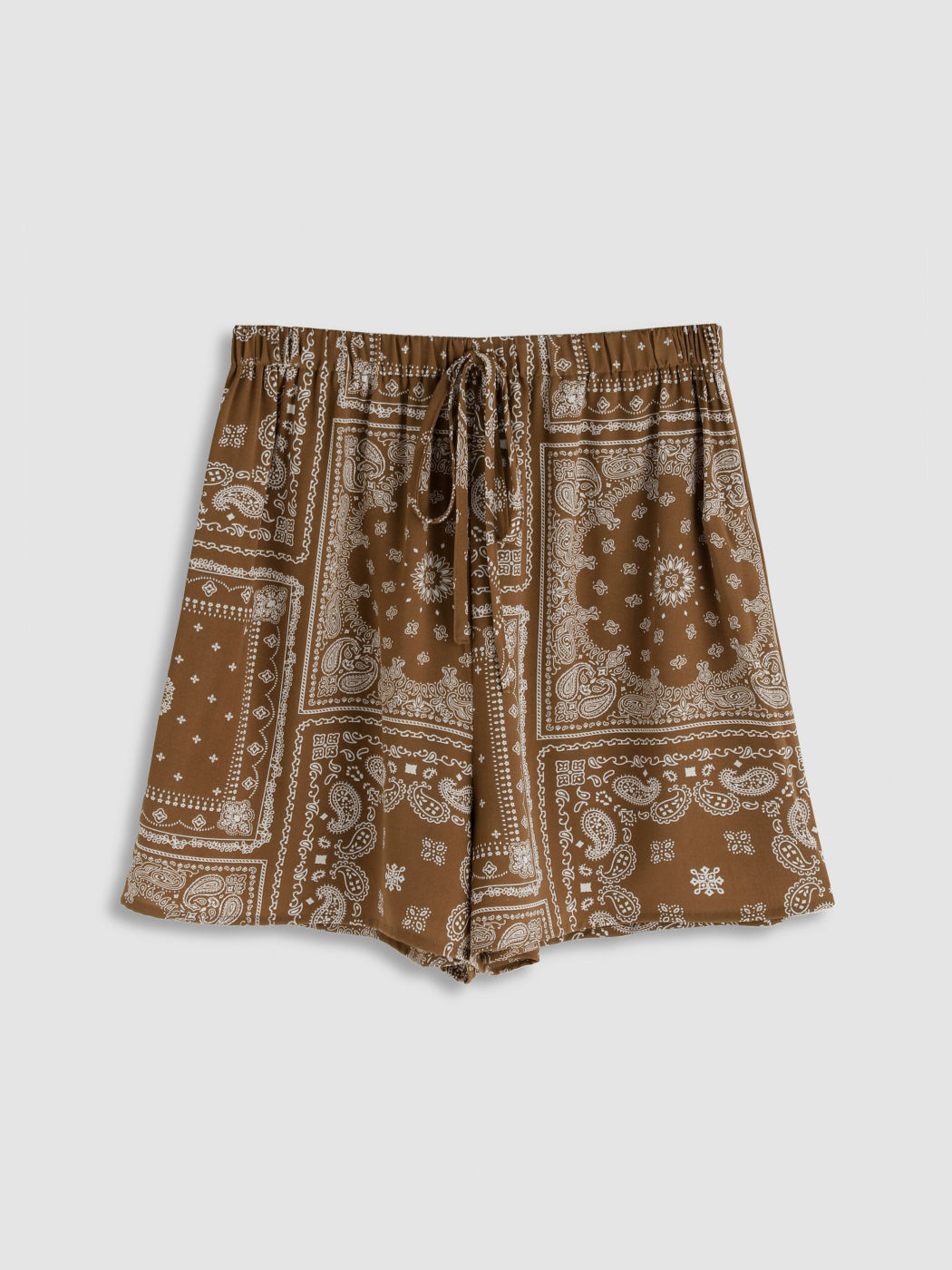 Brown Paisley Mini Shorts