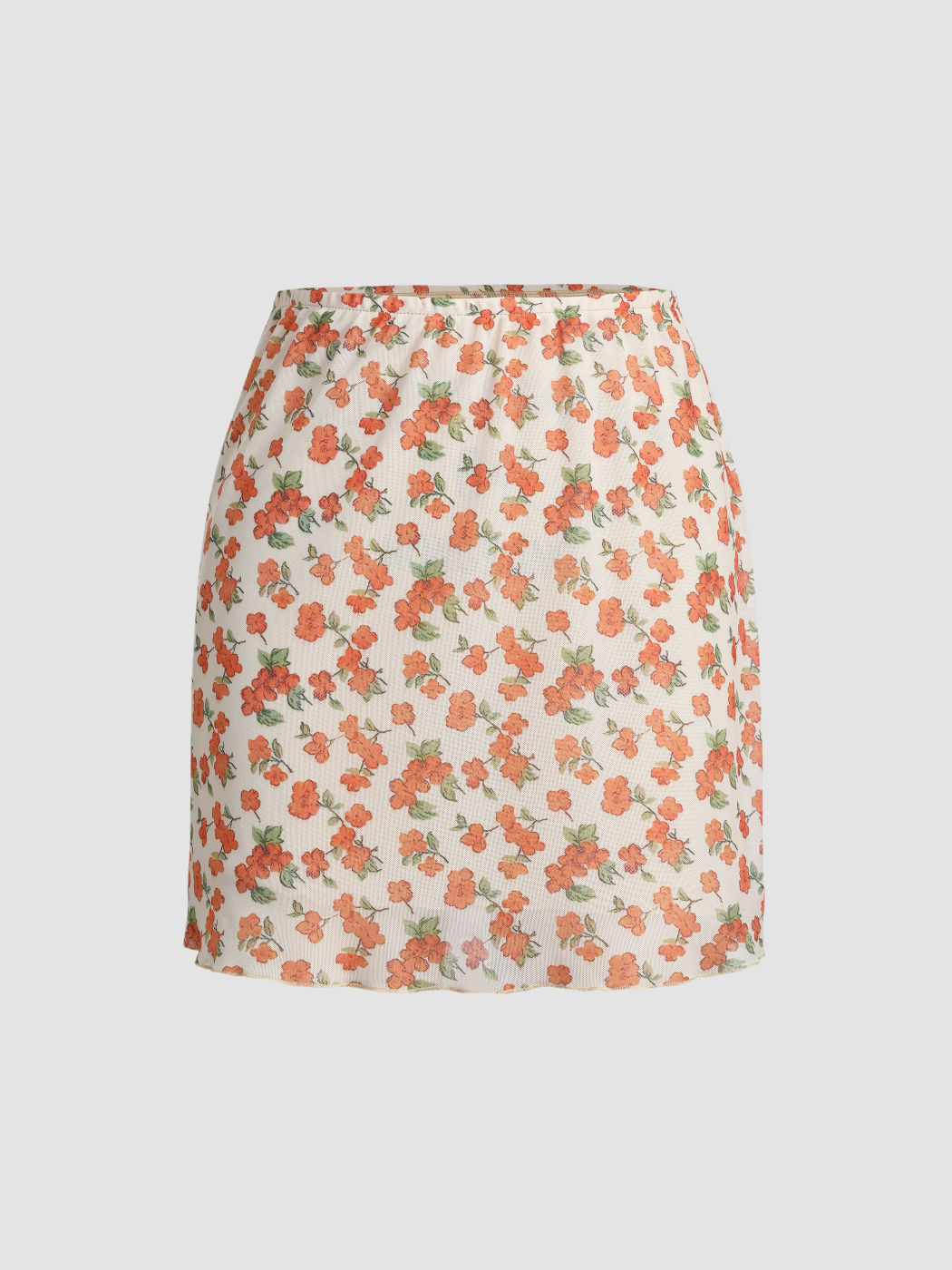 Floral Print Mini Skirt - Cider