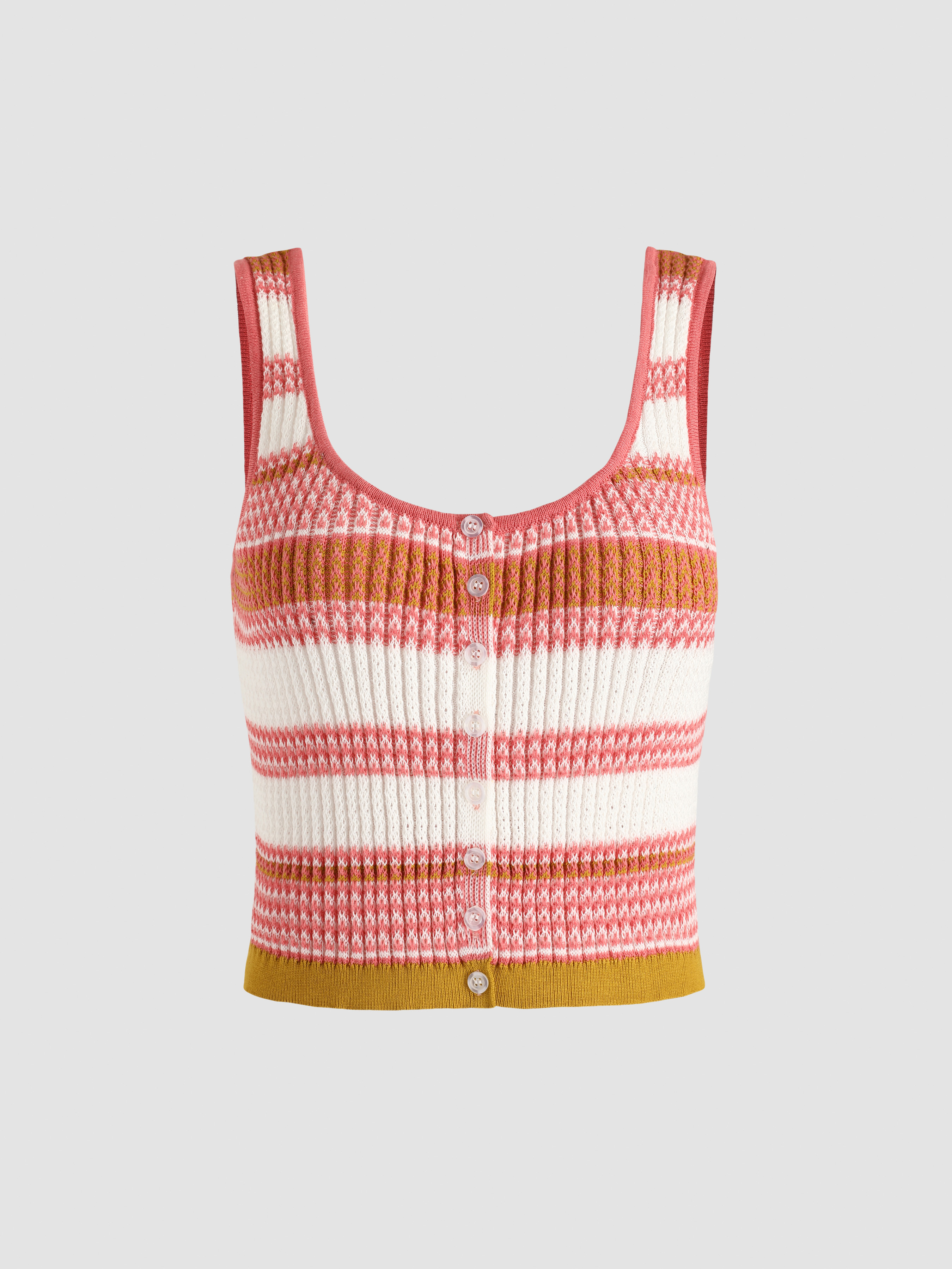 Pink Stripe Knitted Tank Top - Cider