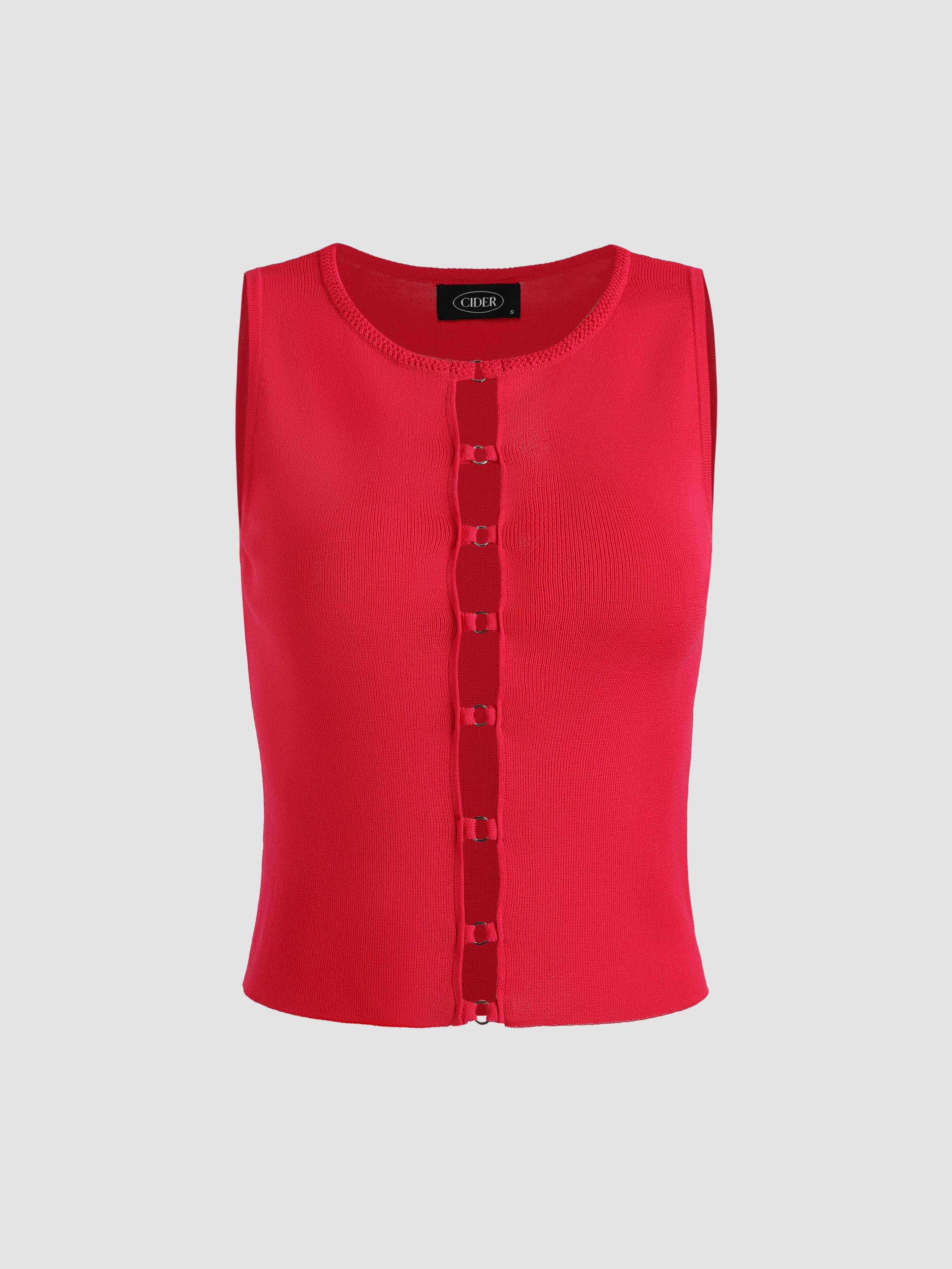 Barbiecore Red Cut Out Knitted Top