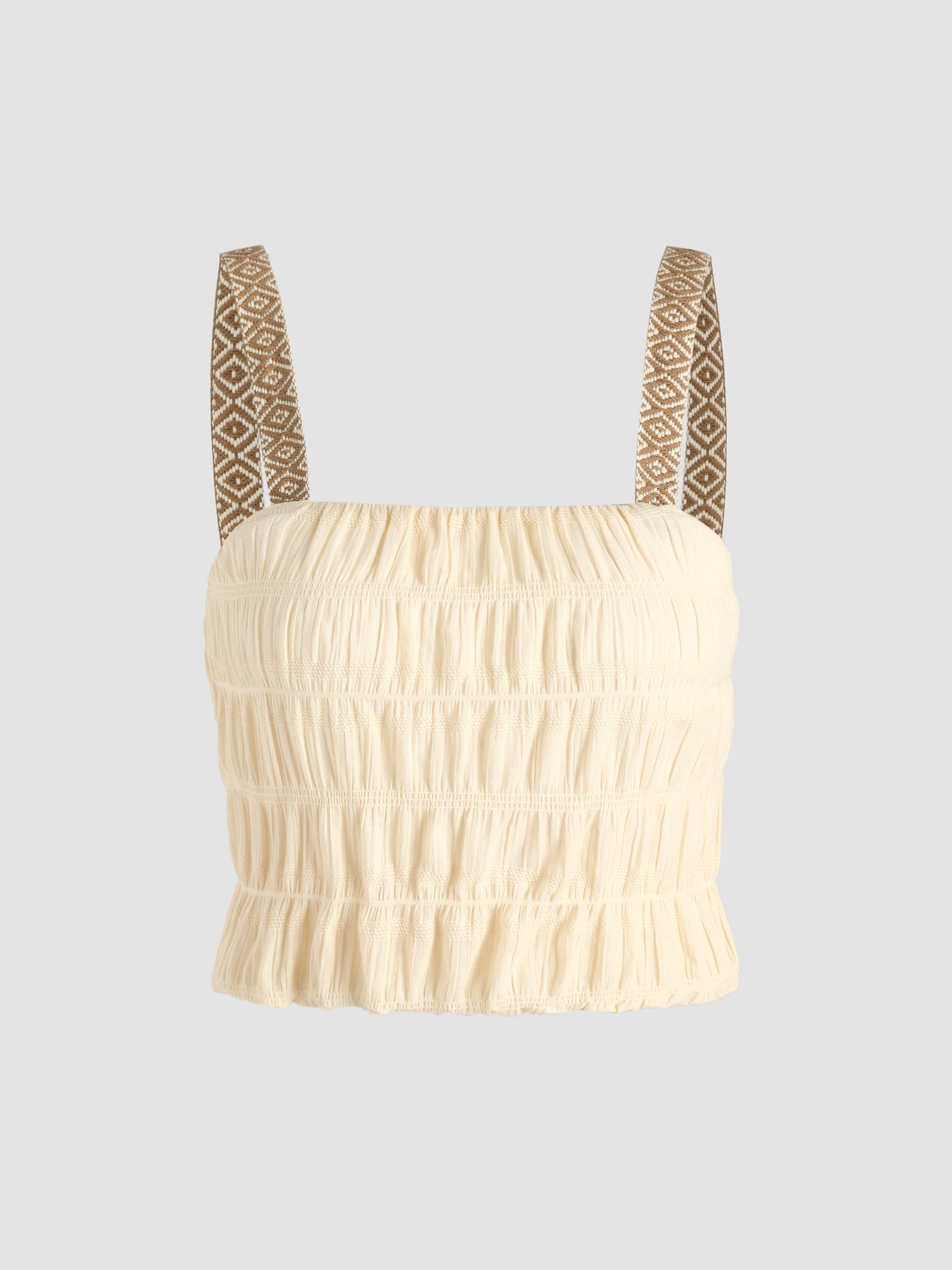Beige Shirred Cami Top - Cider