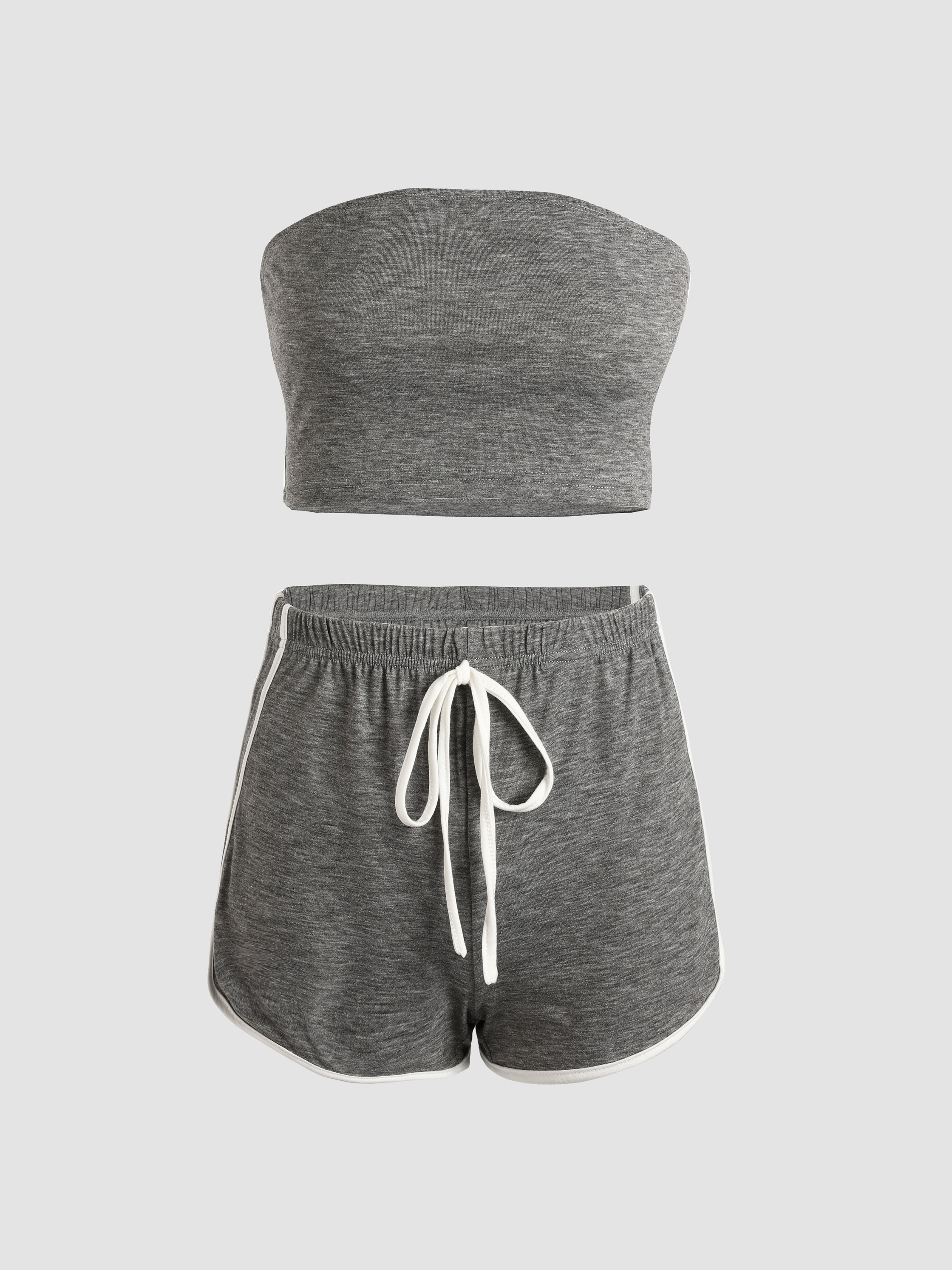 Gray Tube Top Sports Set - Cider