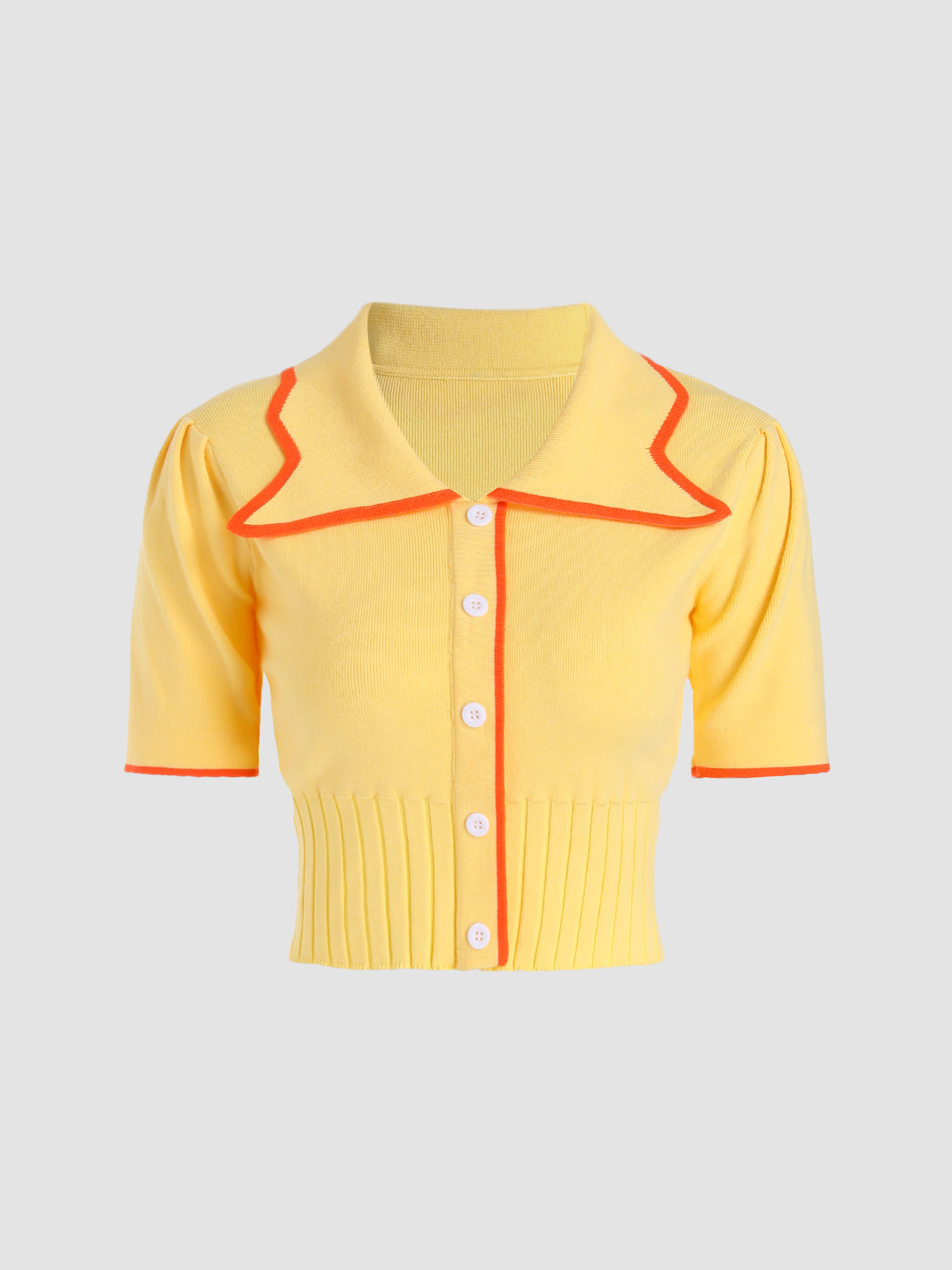 Yellow Stitching Knitted Tee - Cider