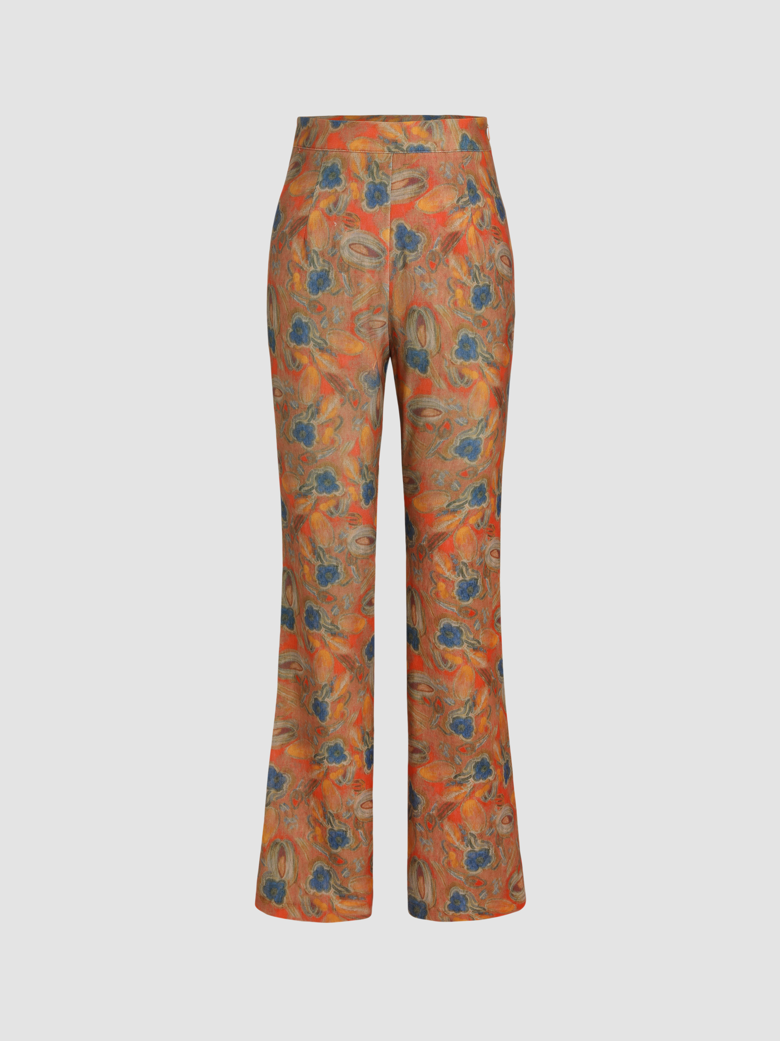 Antique Painting Retro Flared Trousers