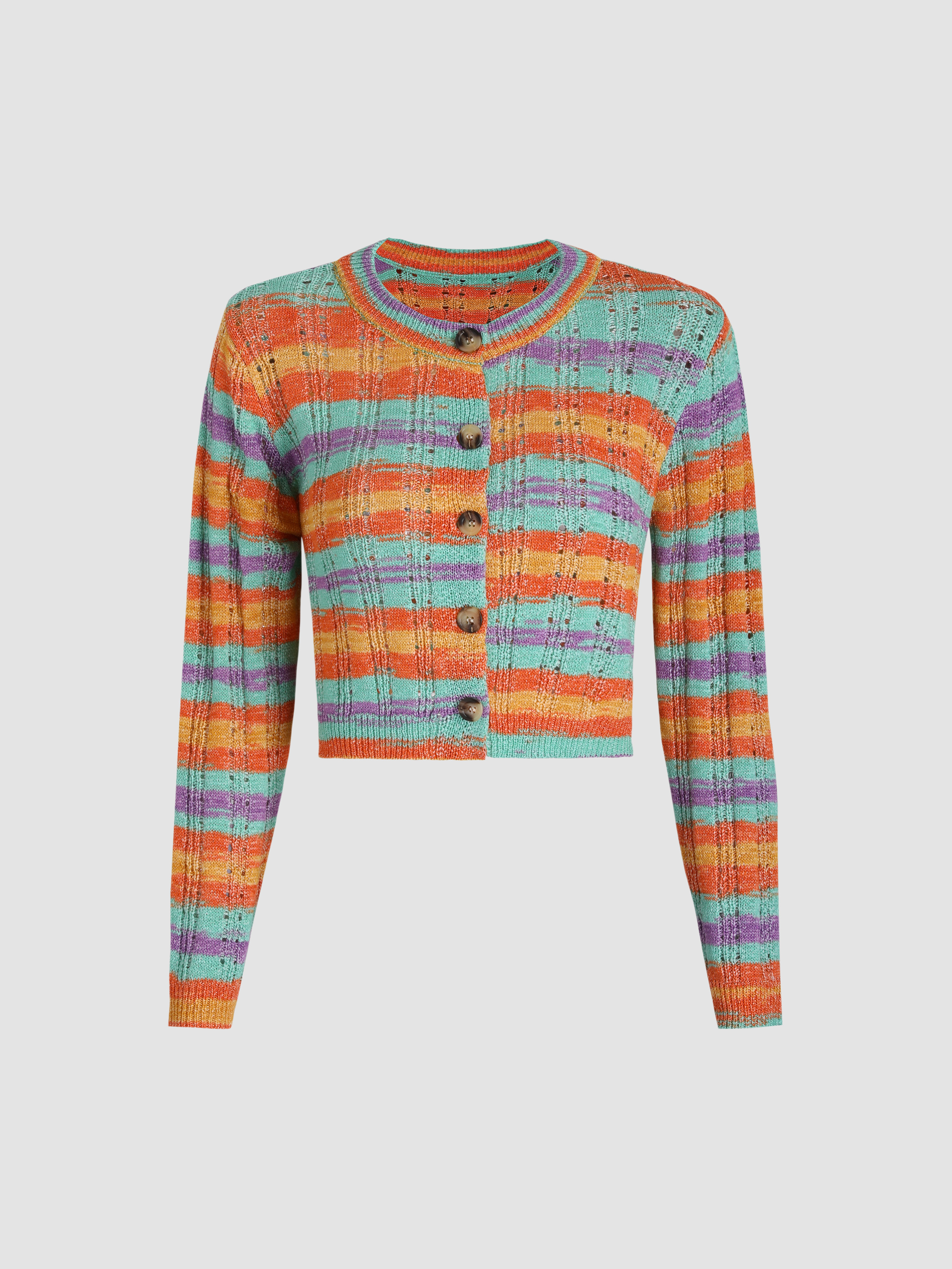 Colorful Striped Knit Crop Top