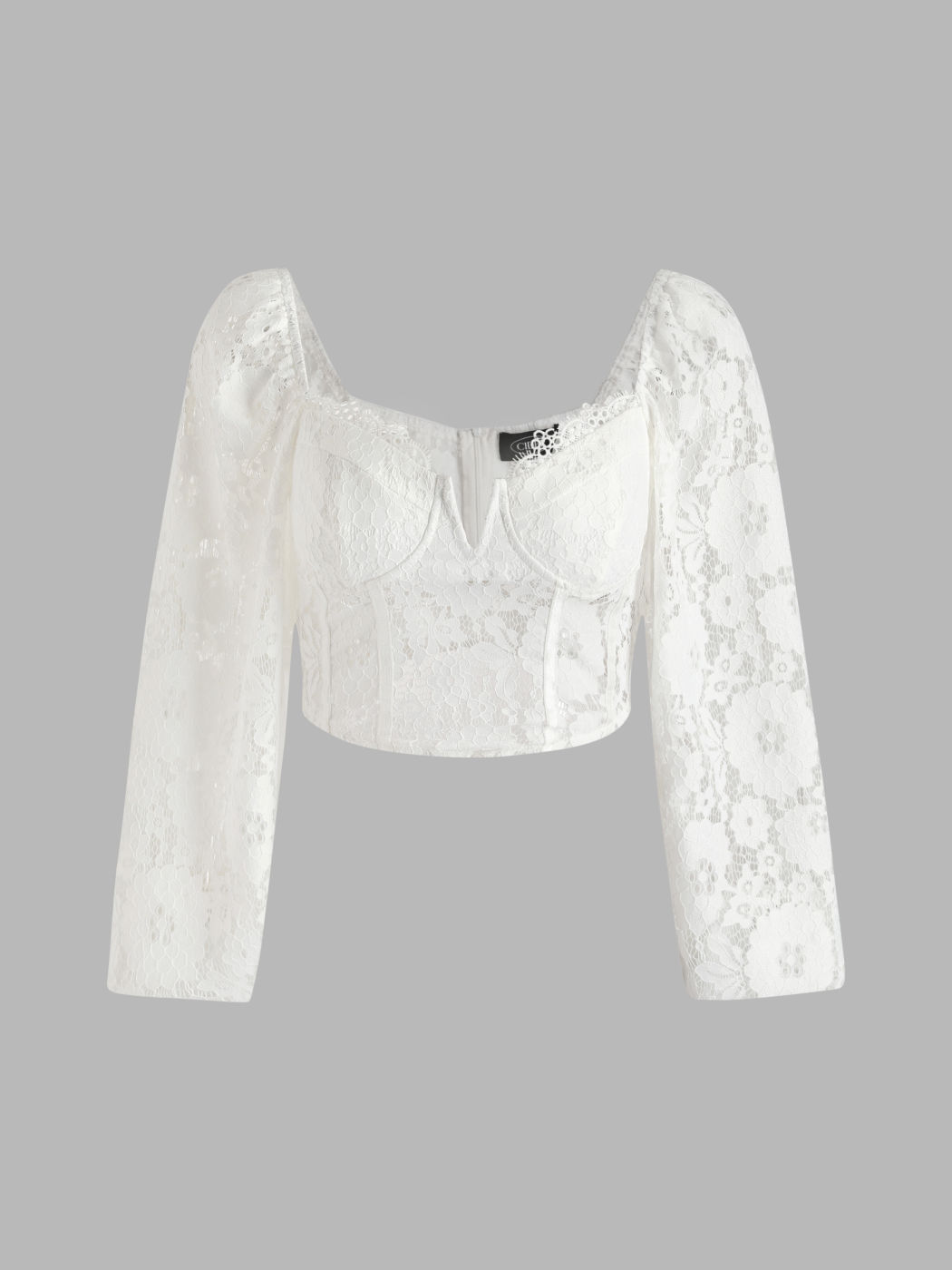 Lace Sweetheart Neckline Blouse - Cider