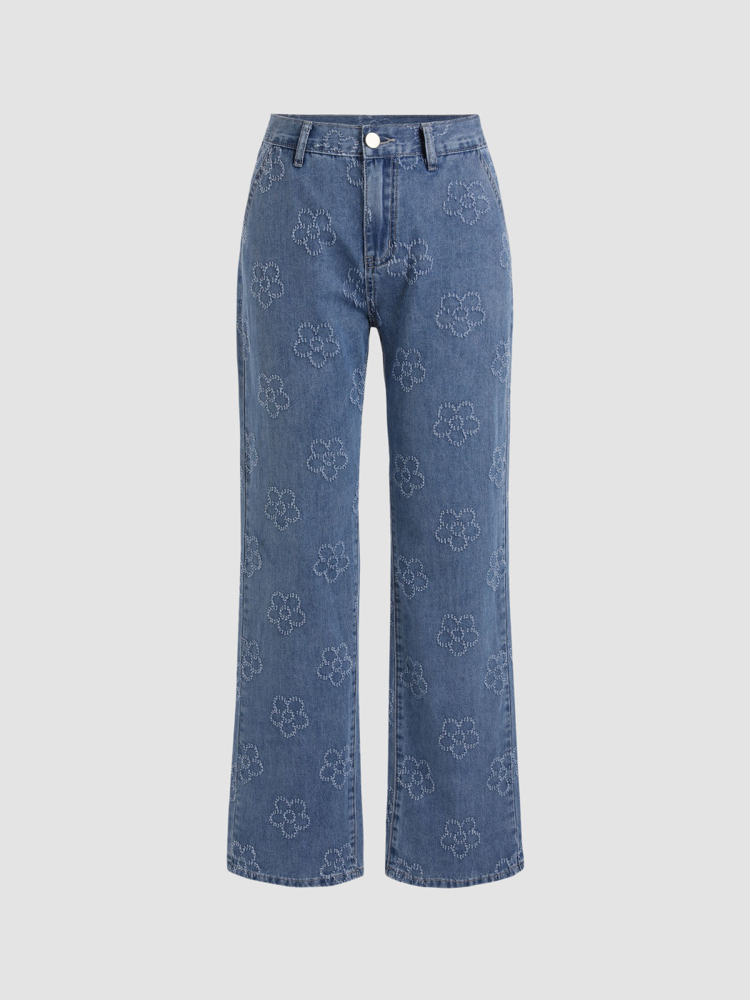 Floral Pattern Denim Jeans