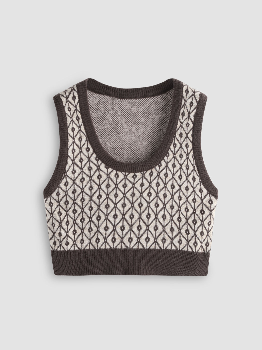 Retro Diamond Pattern Vest - Cider