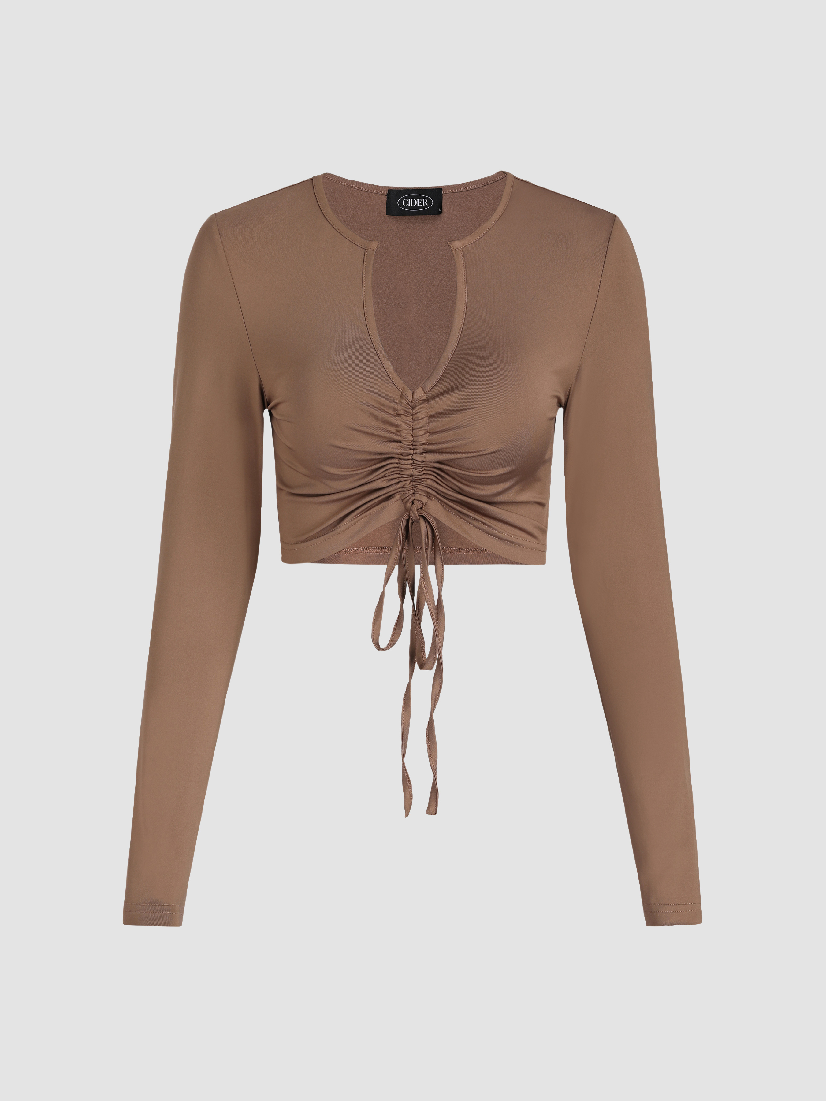 Brown Ruched Crop Top