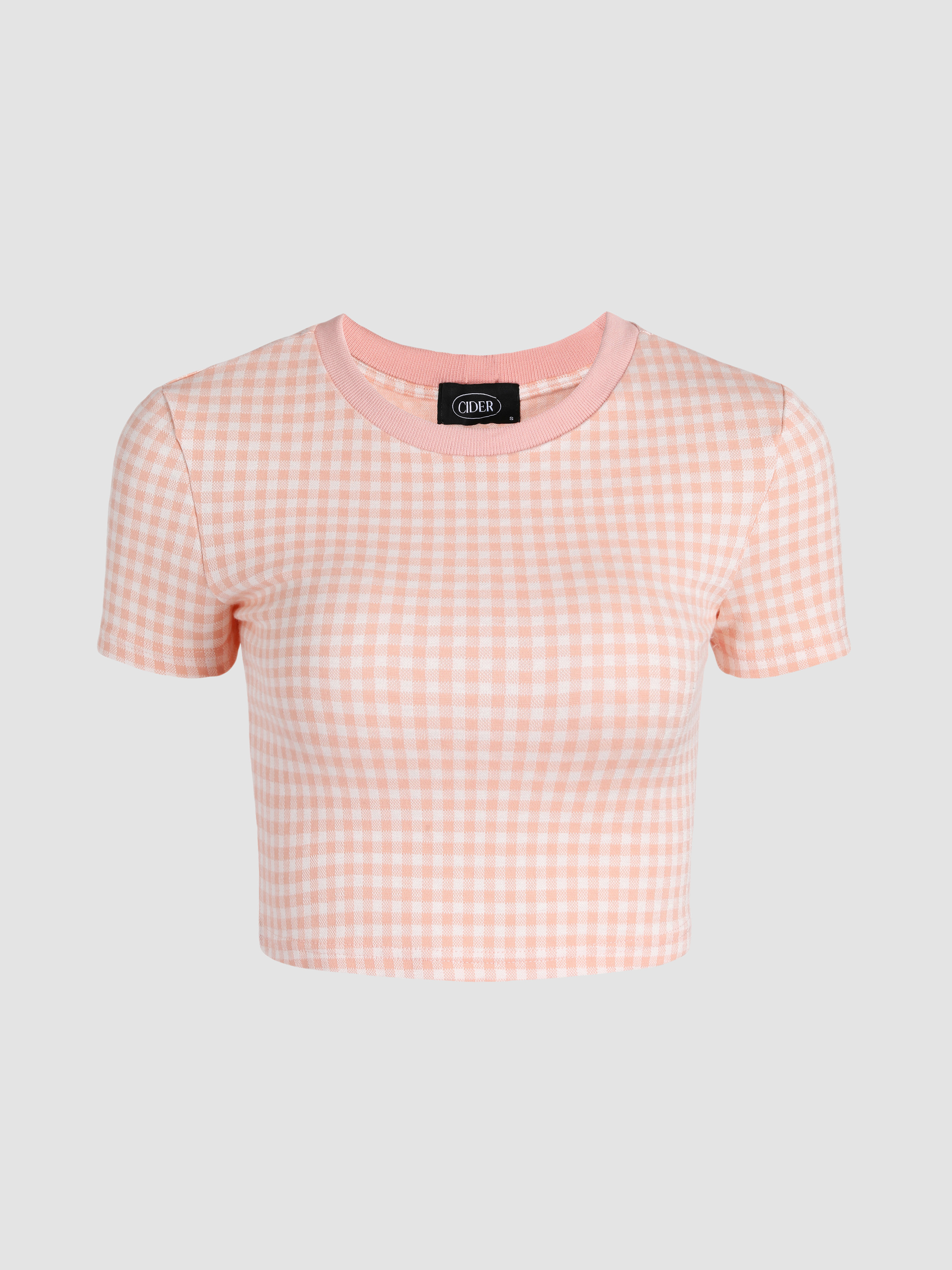 Light Pink Plaid Crop Top - Cider