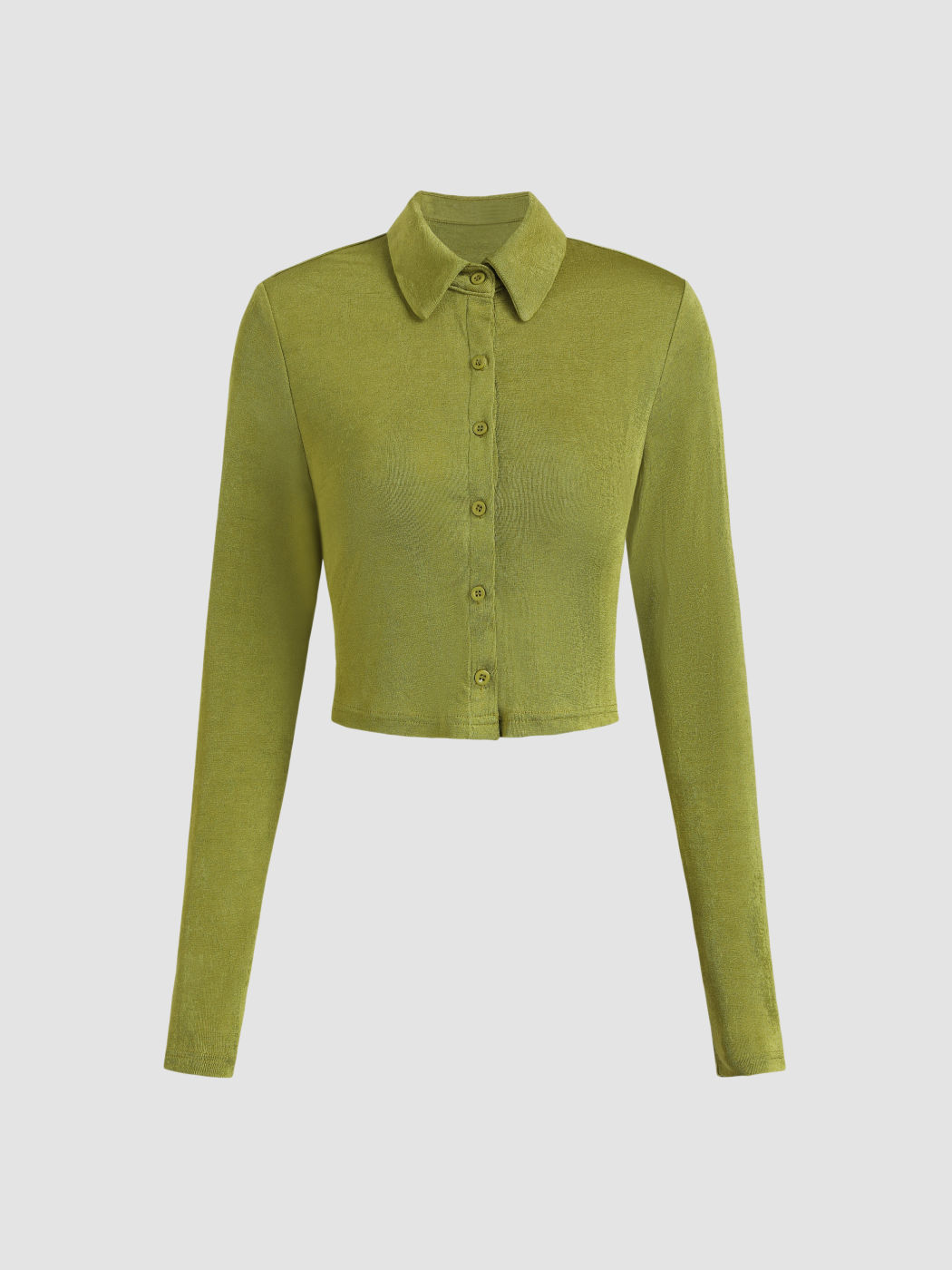 Green Collared Button Up Top