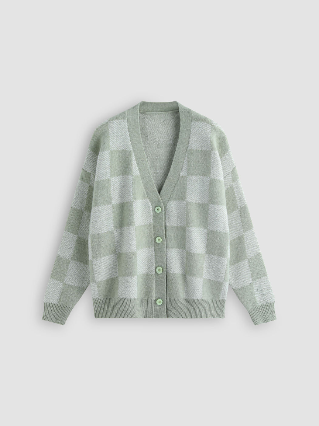 Green Checkerboard Cardigan