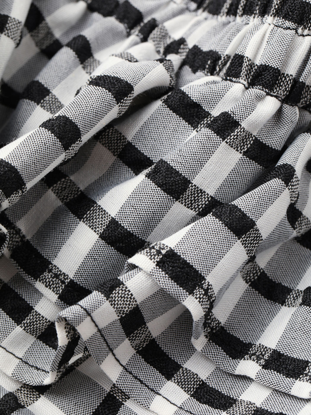 Shoulder Off Checkered Crop Top