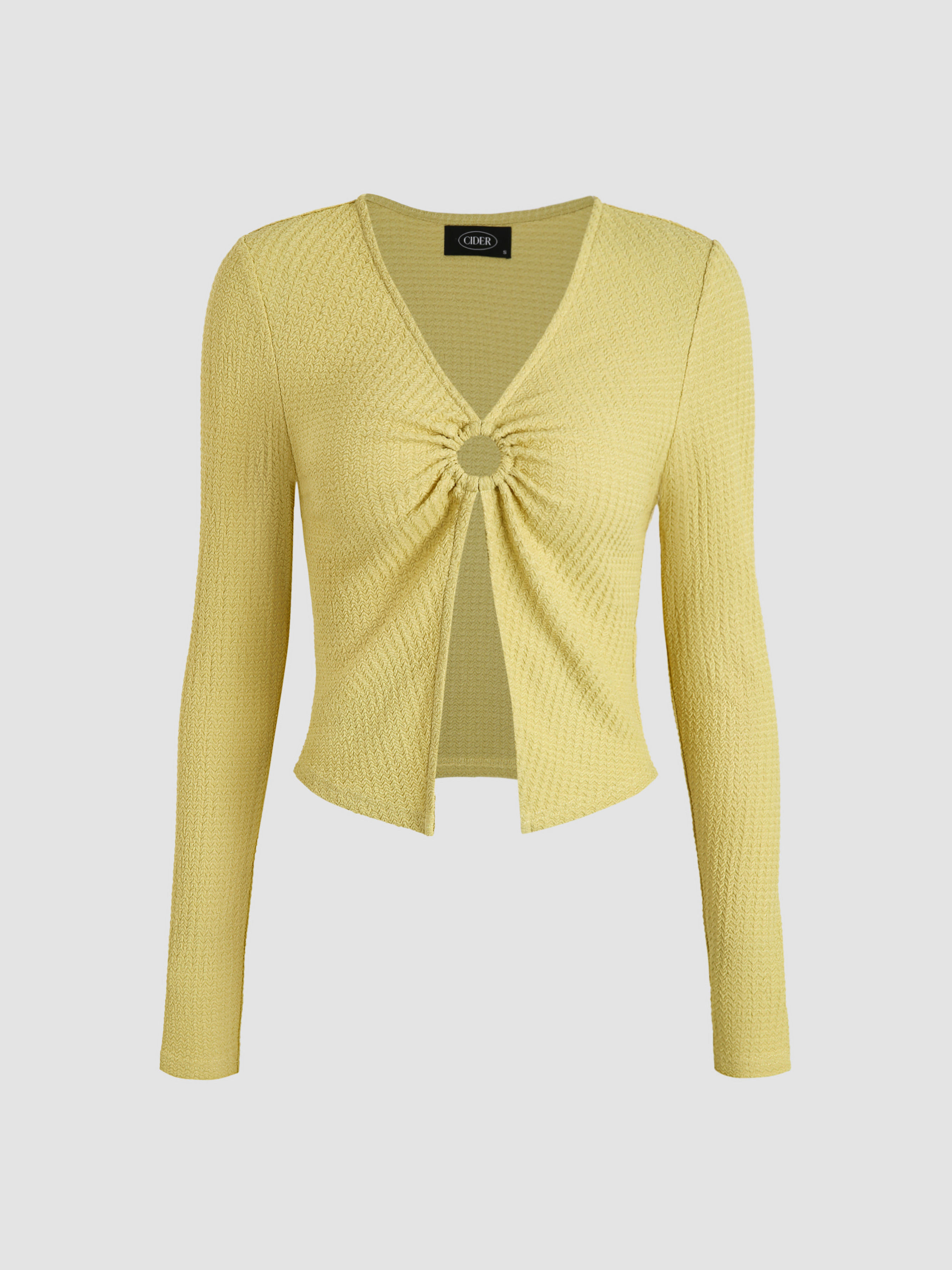 Front Slit Long Sleeve Top - Cider