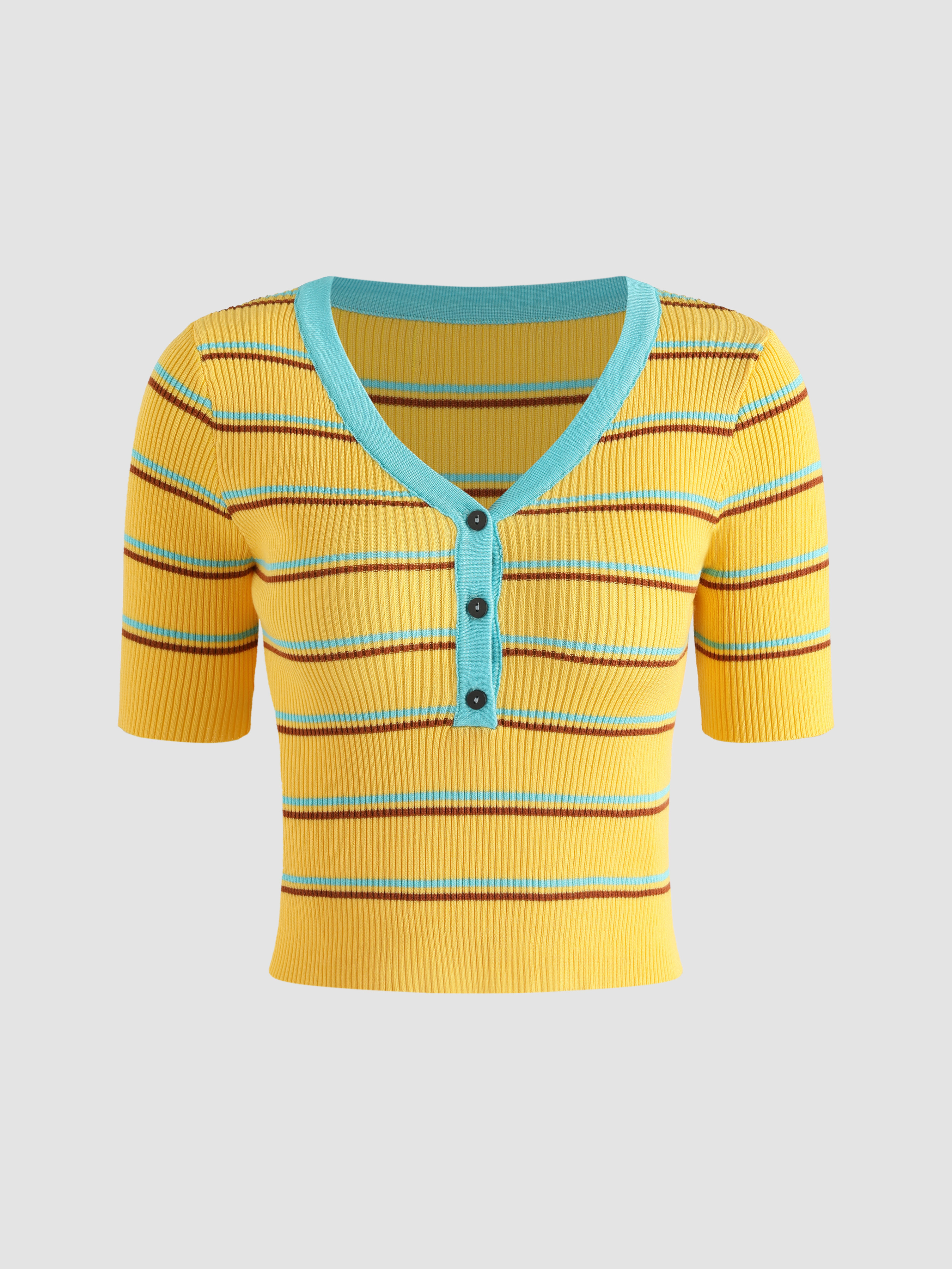 Contrast Color Stitches Knit Top