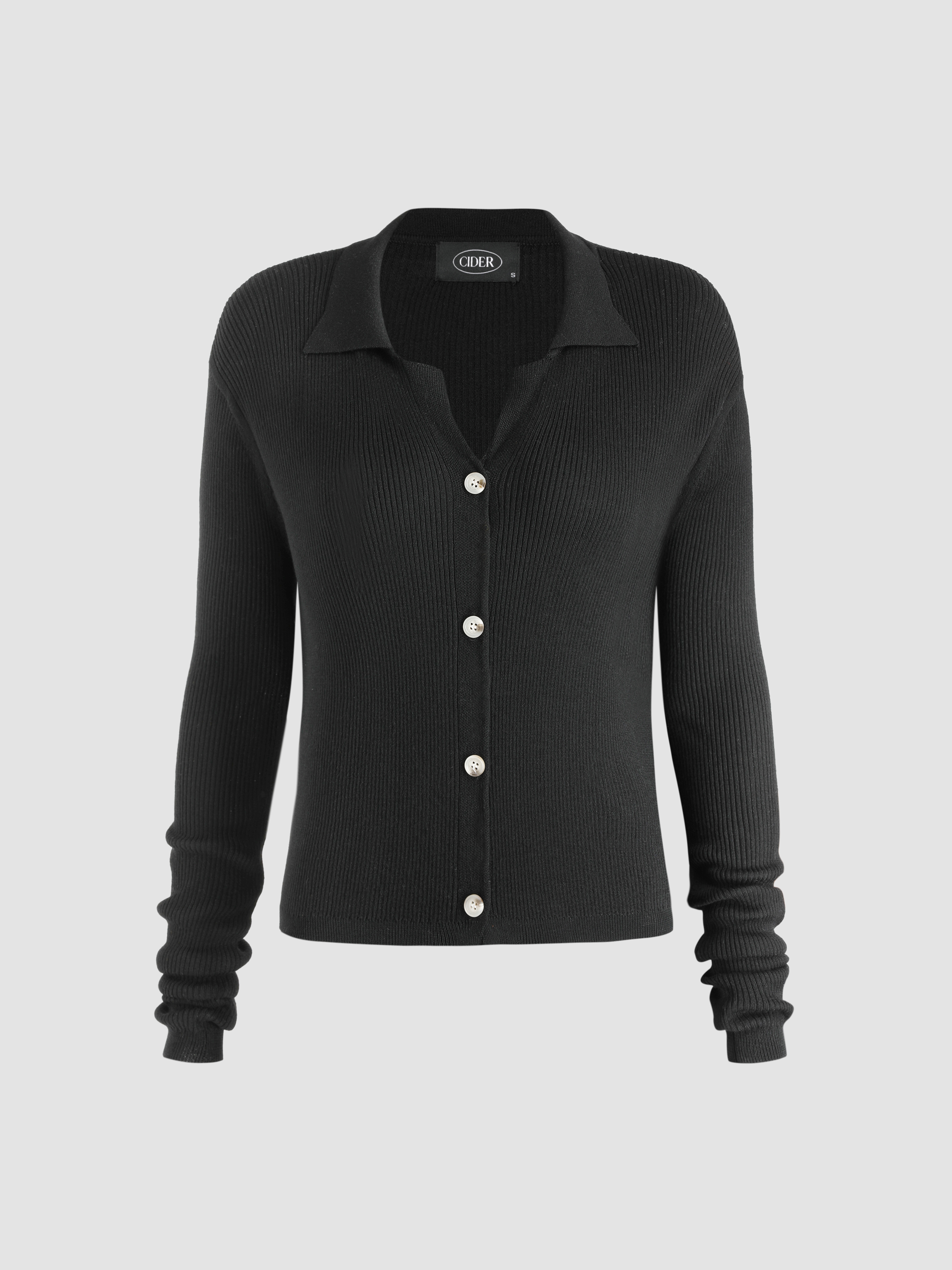 Button Up Collar Cardigan For Work