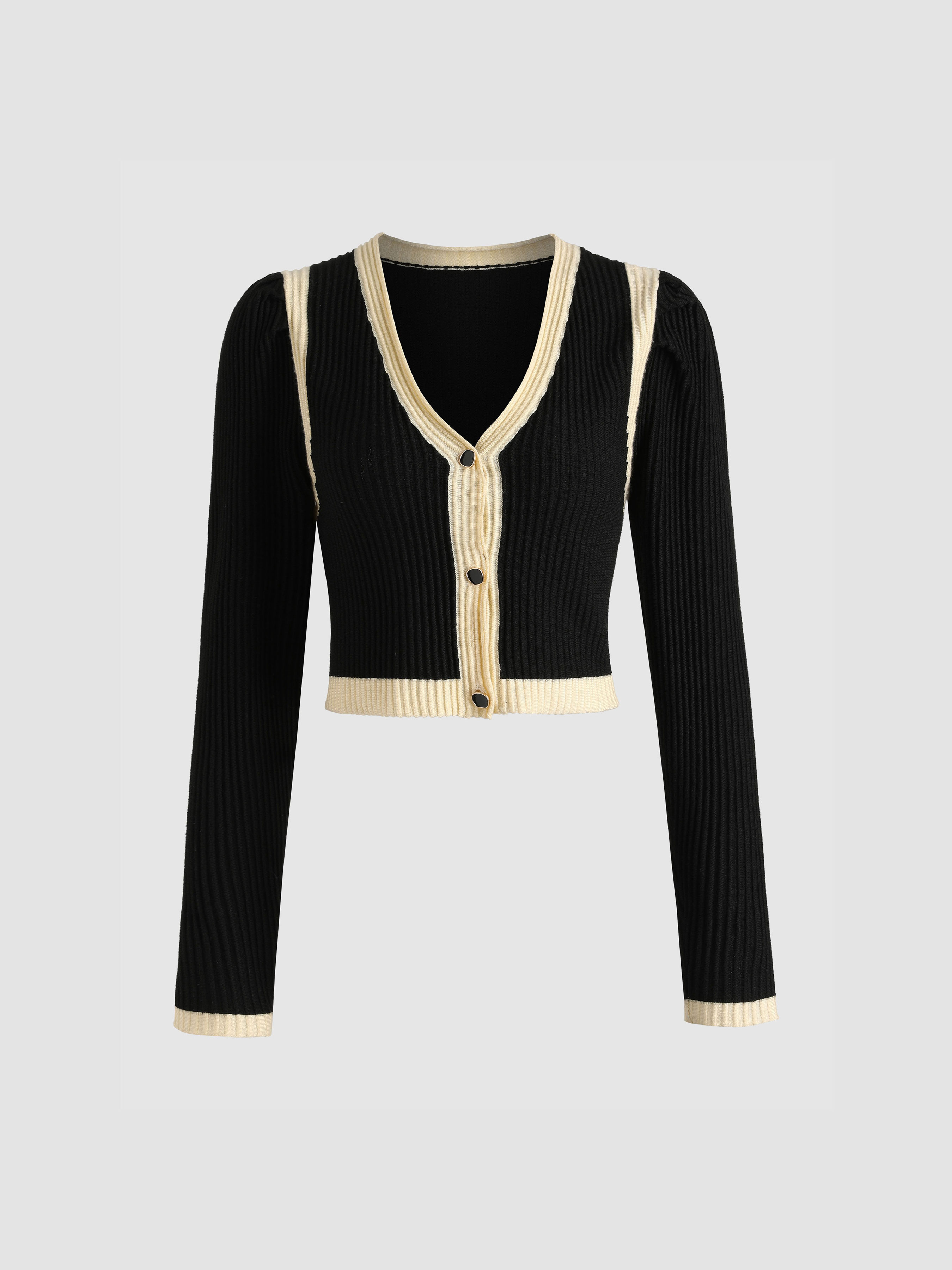 Color Contrast Patchy Cardigan