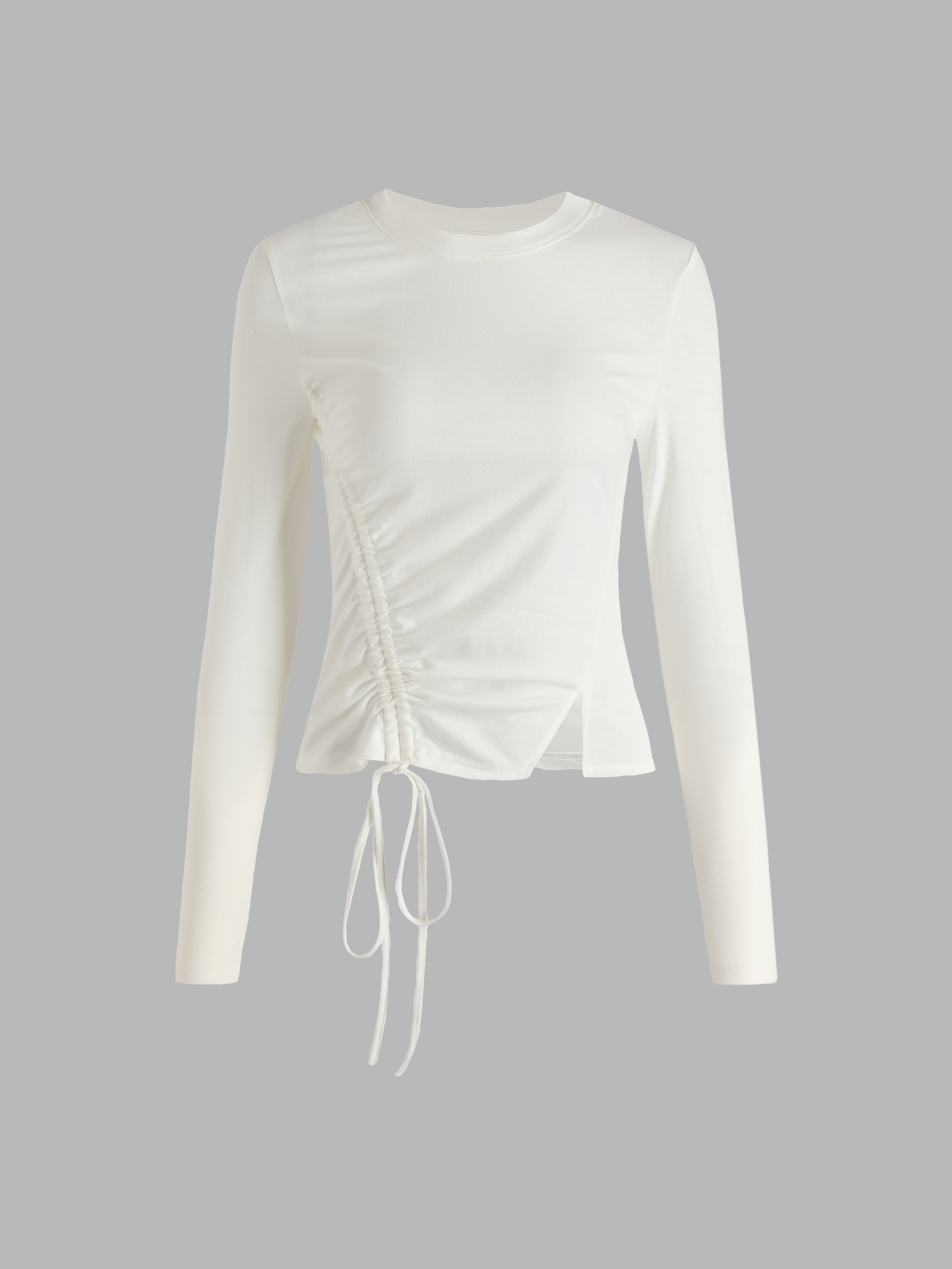 Drawstring Tie Long Sleeve Tee