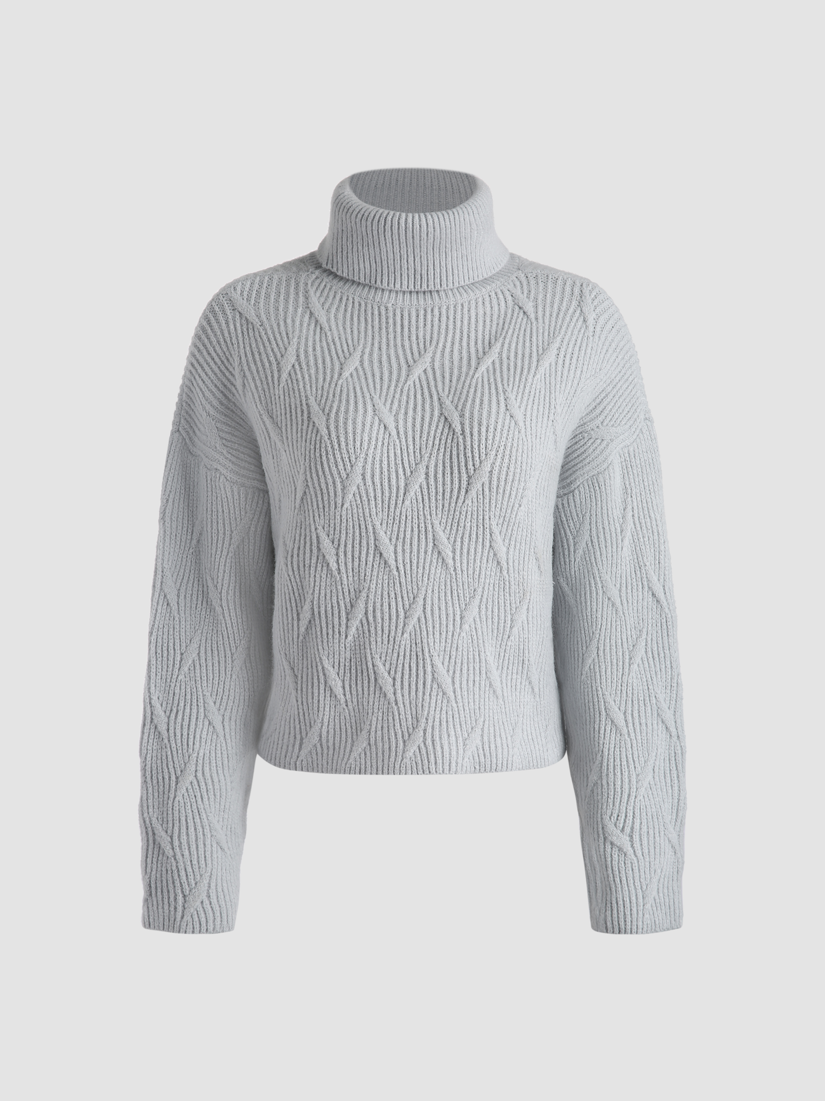 Textured Turtleneck Knitted Top - Cider