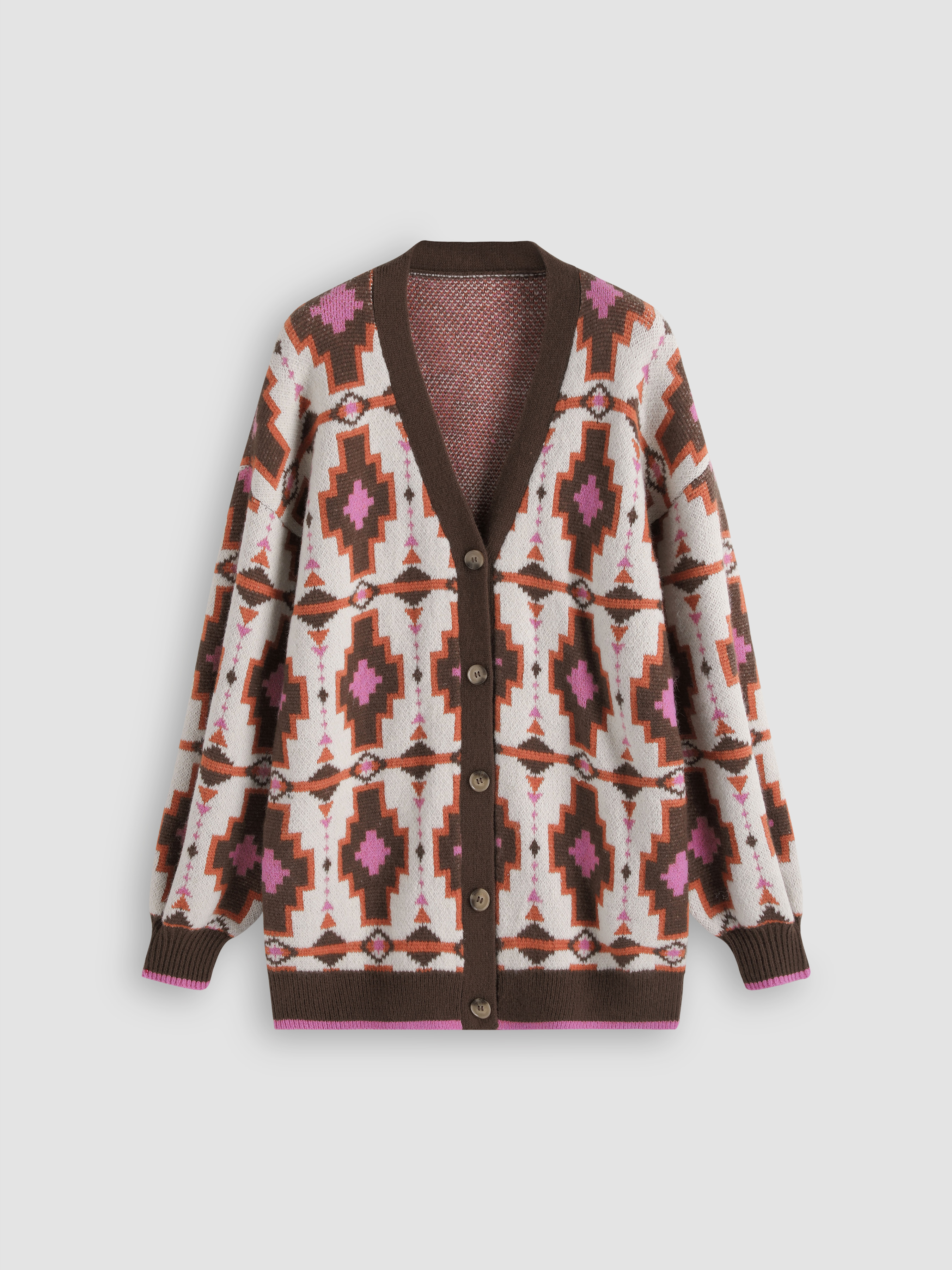 Retro Pattern Cardigan - Cider