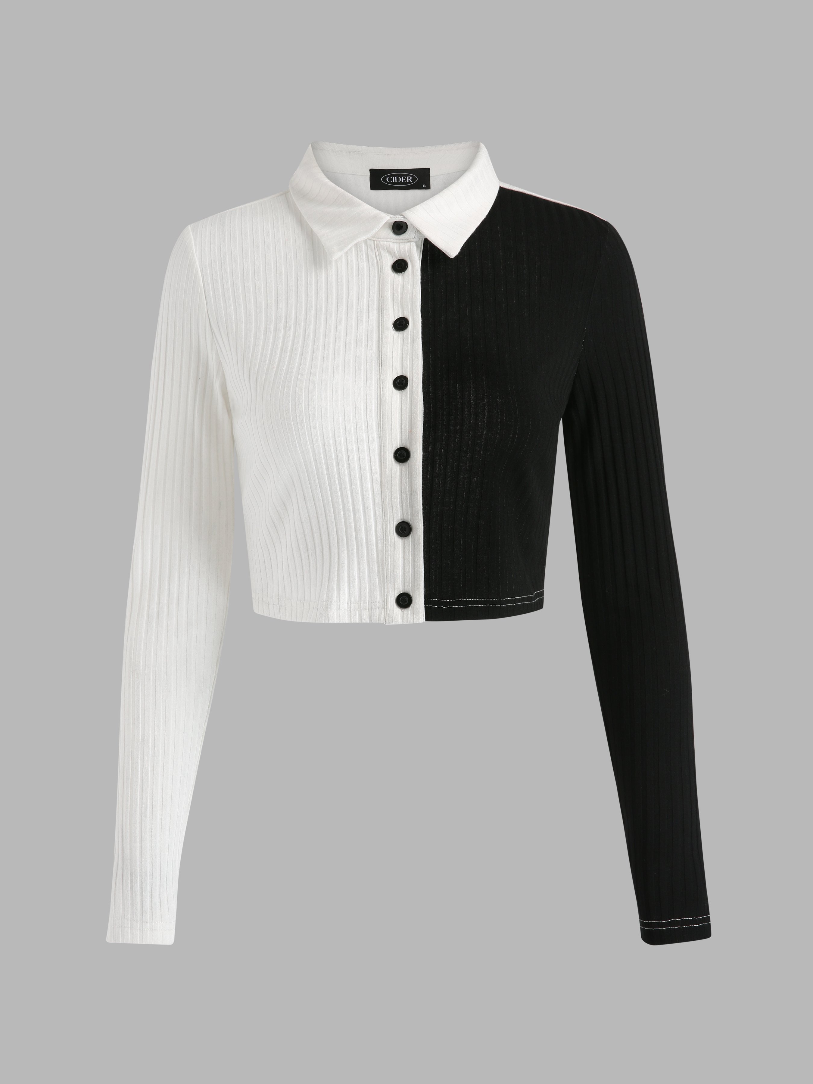 Black & White Contrast Stitching Tees