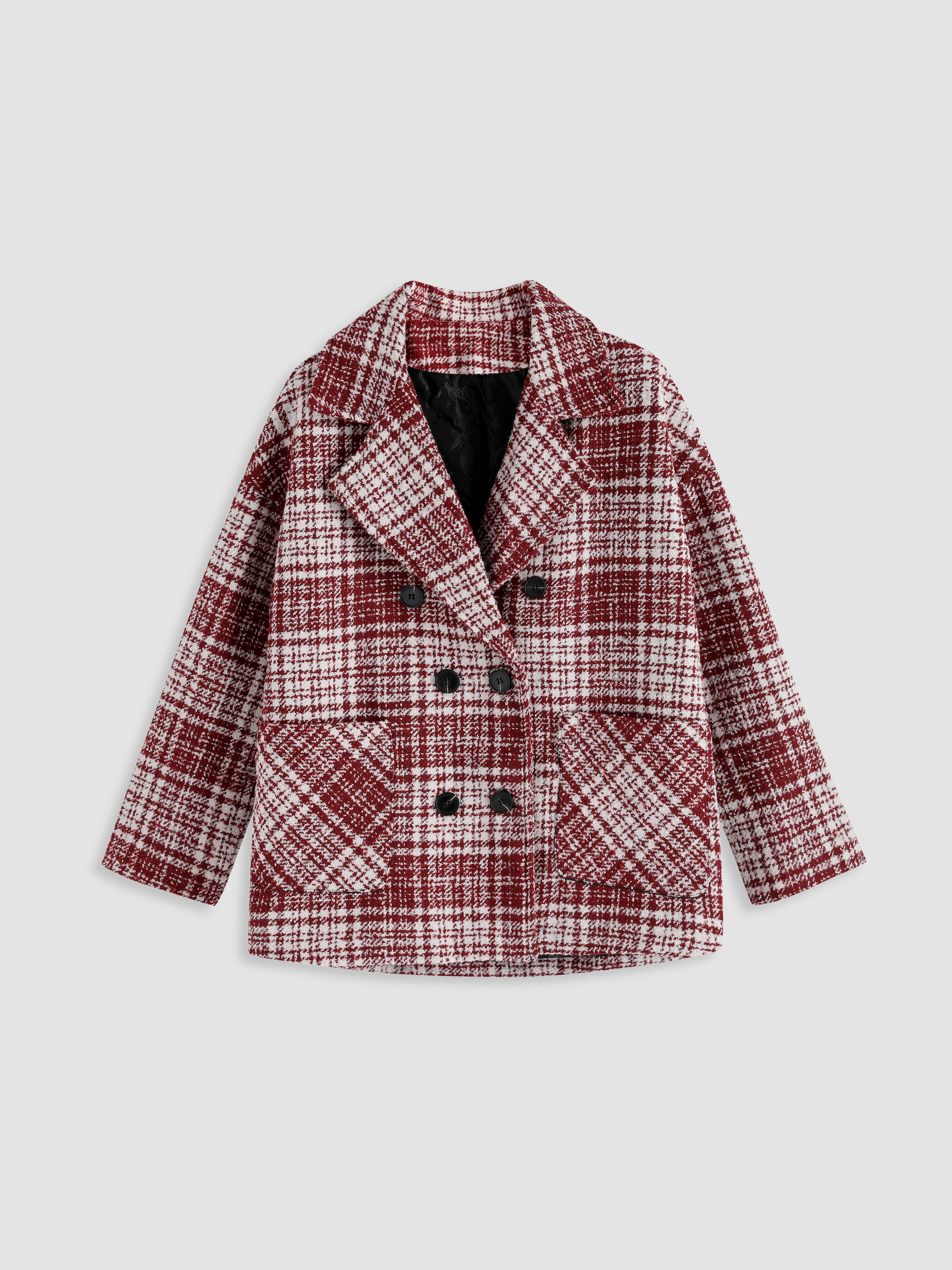 Red Plaid Pattern Coat - Cider