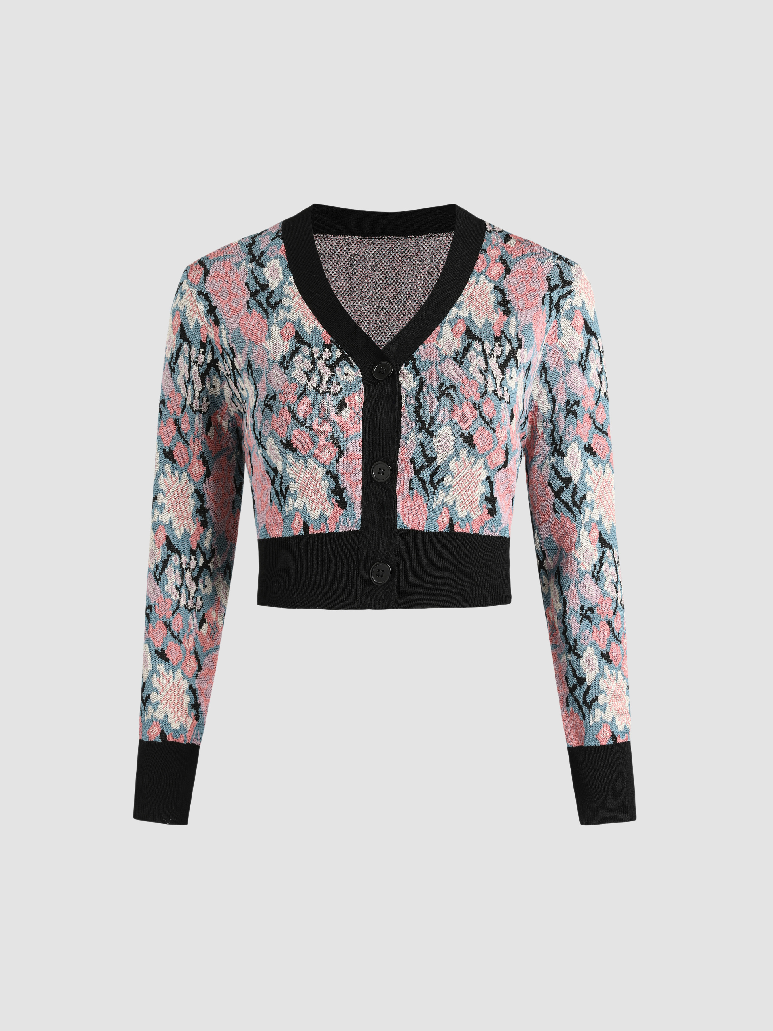 Floral Print Cropped Cardigan