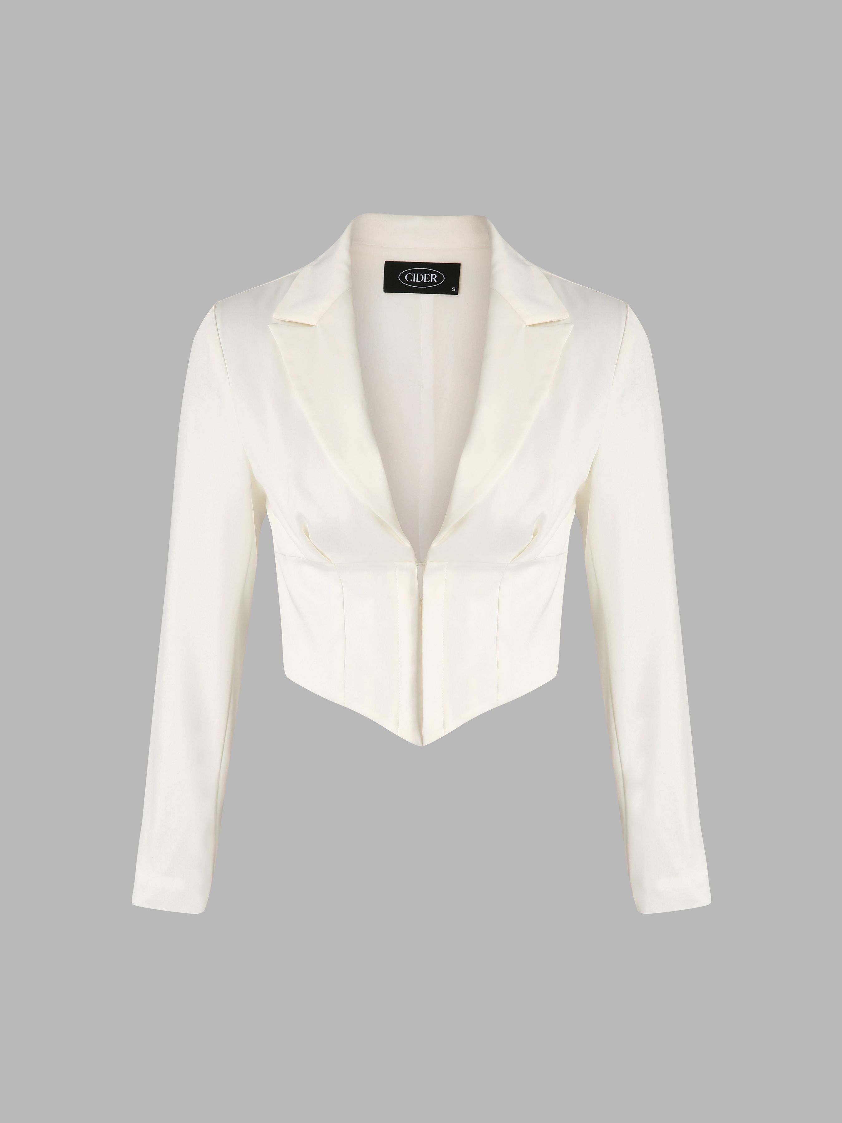 Notched Neck Long Sleeve Crop Top